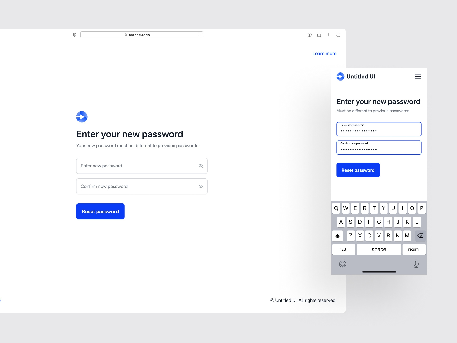 Reset password — Untitled UI by Jordan Hughes® on Dribbble