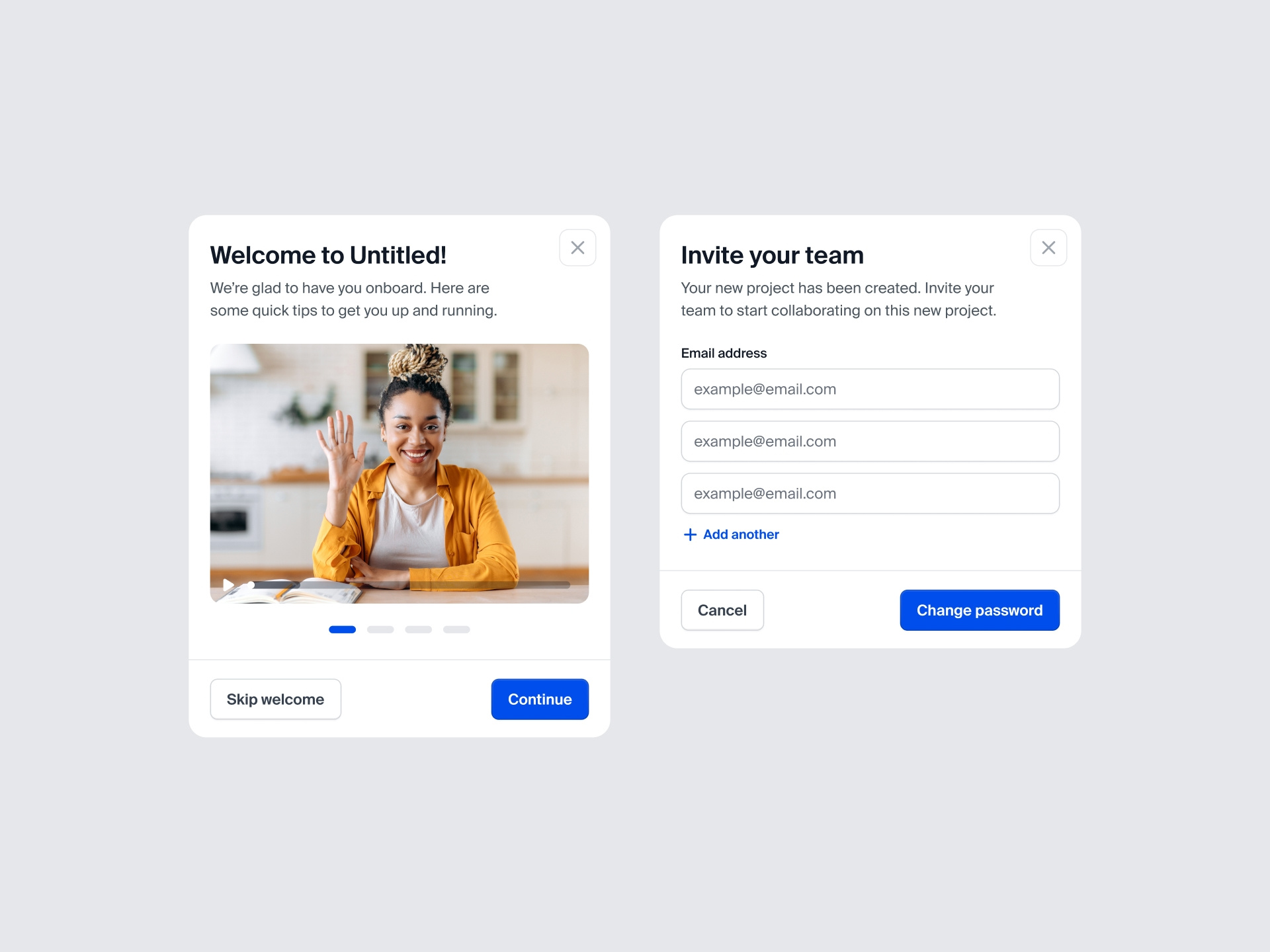 Bunch of modals — Untitled UI by Jordan Hughes® on Dribbble