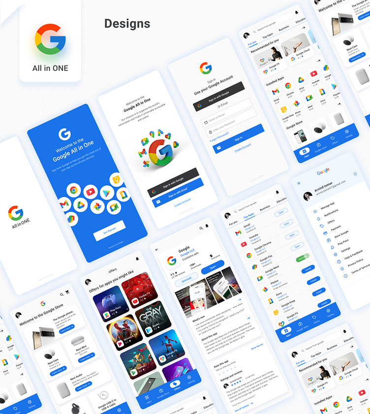 Google All in One App Design by Arvind tomar on Dribbble
