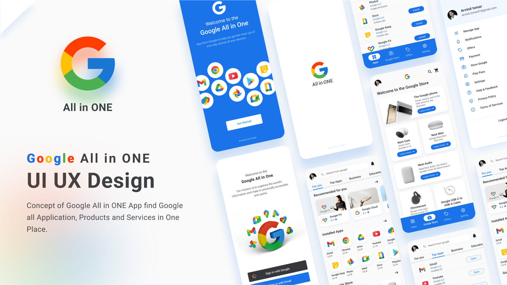 Google All in One App Design by Arvind tomar on Dribbble