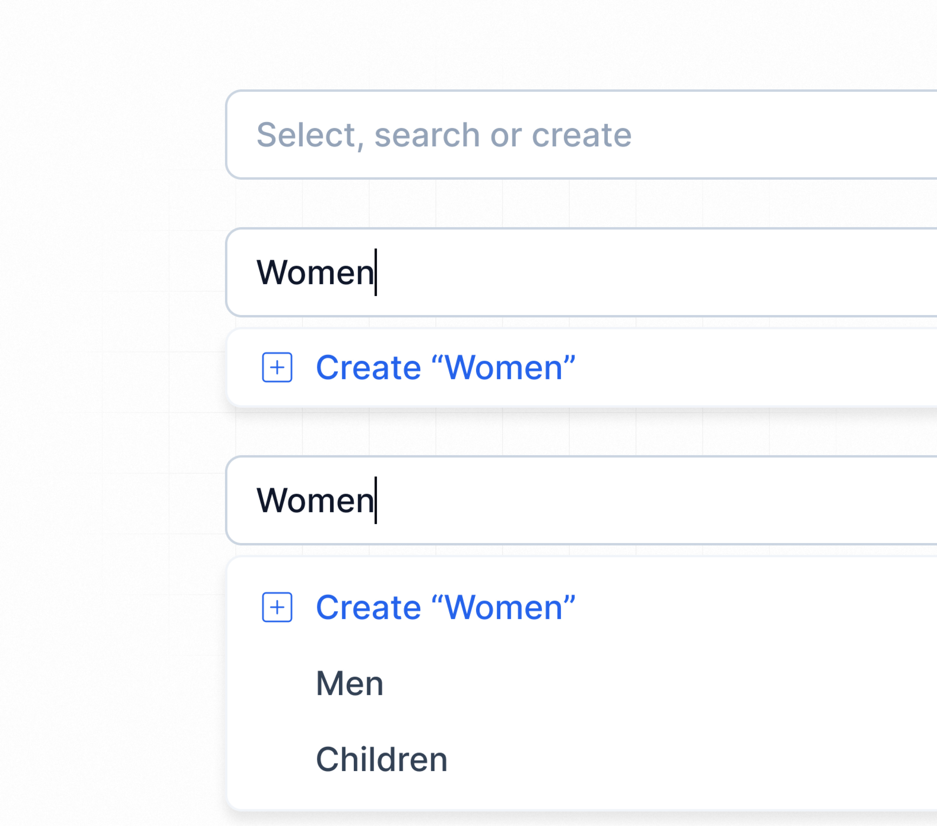 Select input with search and create by Altin on Dribbble