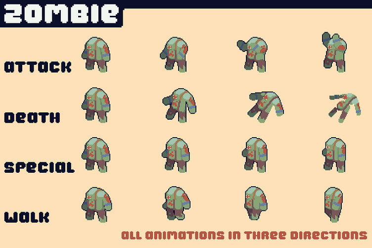 Top-Down Graveyard Monsters Pixel Art Sprite Pack by 2D Game Assets on ...