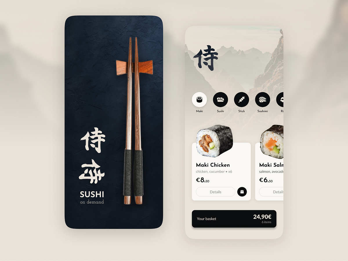 Minimalist Sushi App by Xavier on Dribbble