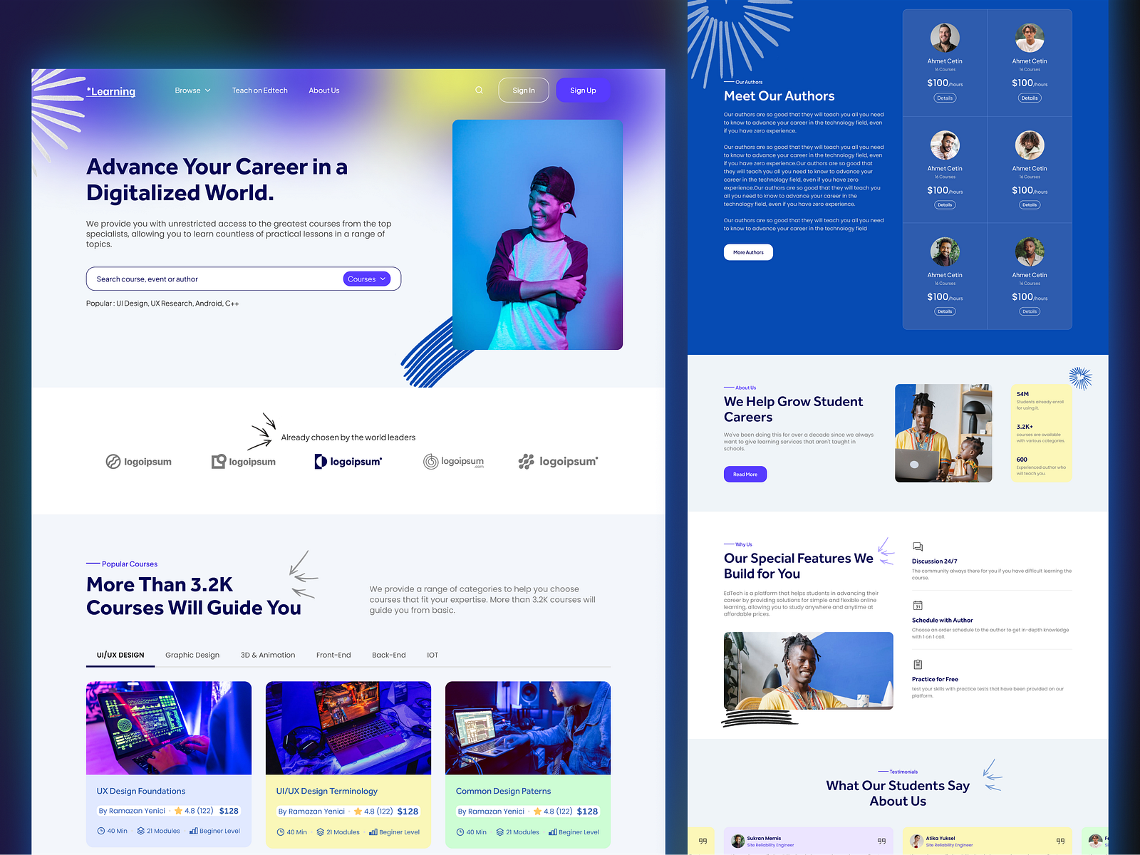 LMS Landing page - E-Learning design by Sahed Kawser on Dribbble