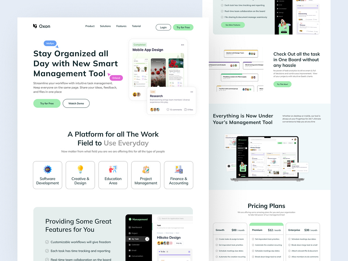 Task Management Saas Website Landing Page by Mahid on Dribbble