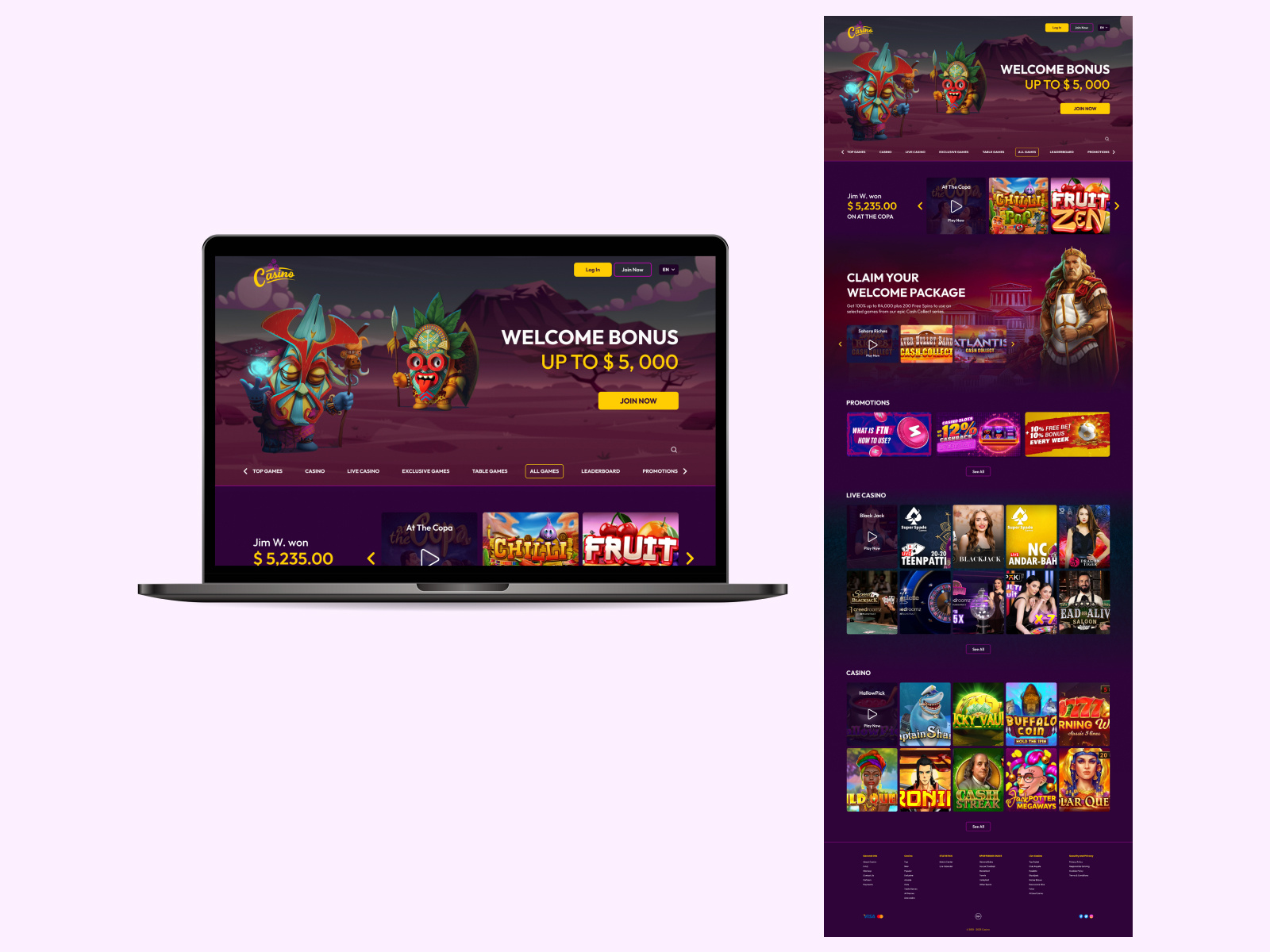 Online Casino UI with Responsive Design by Mariam Nadiradze on Dribbble