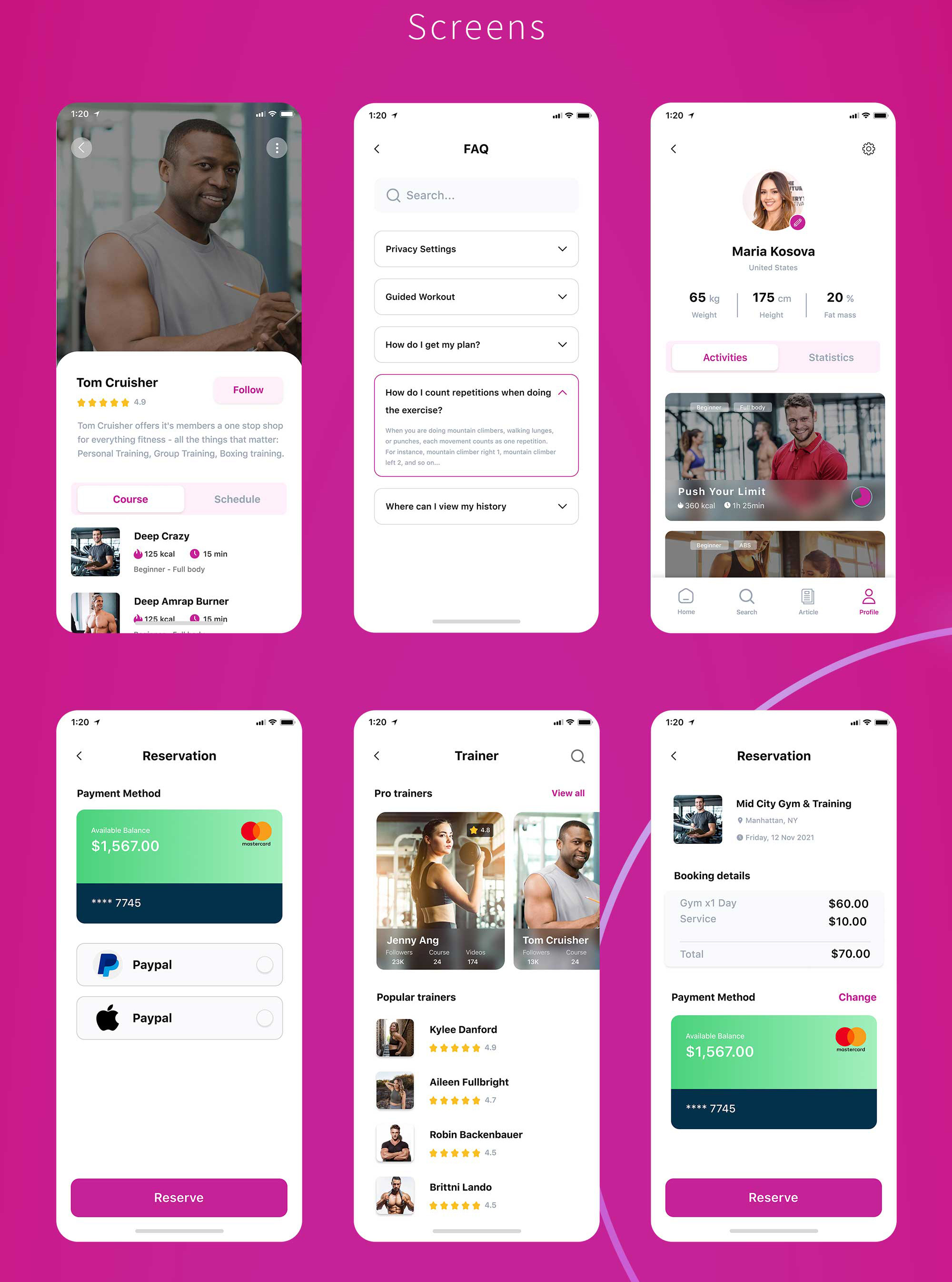 Fitness Trainer App UI by Masoud (Mason) Nazari on Dribbble