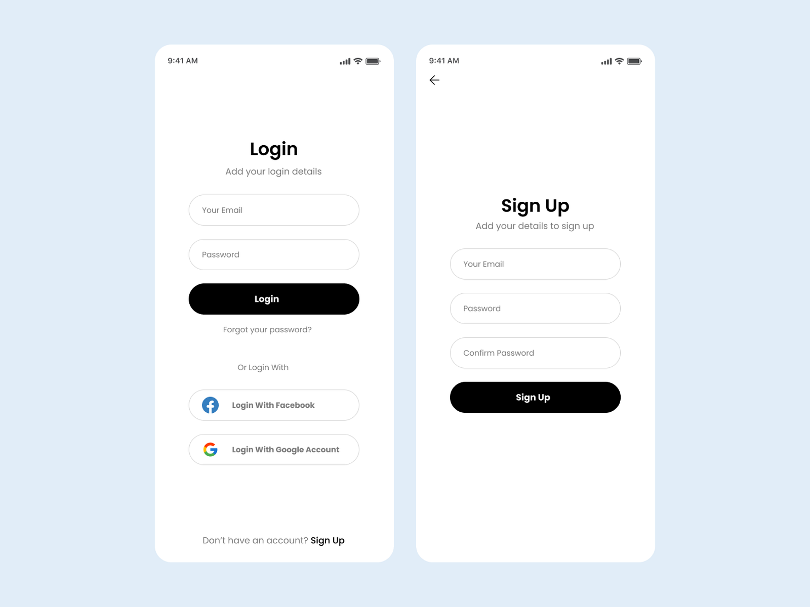 Login & Sign Up Screen by Umar Khan on Dribbble