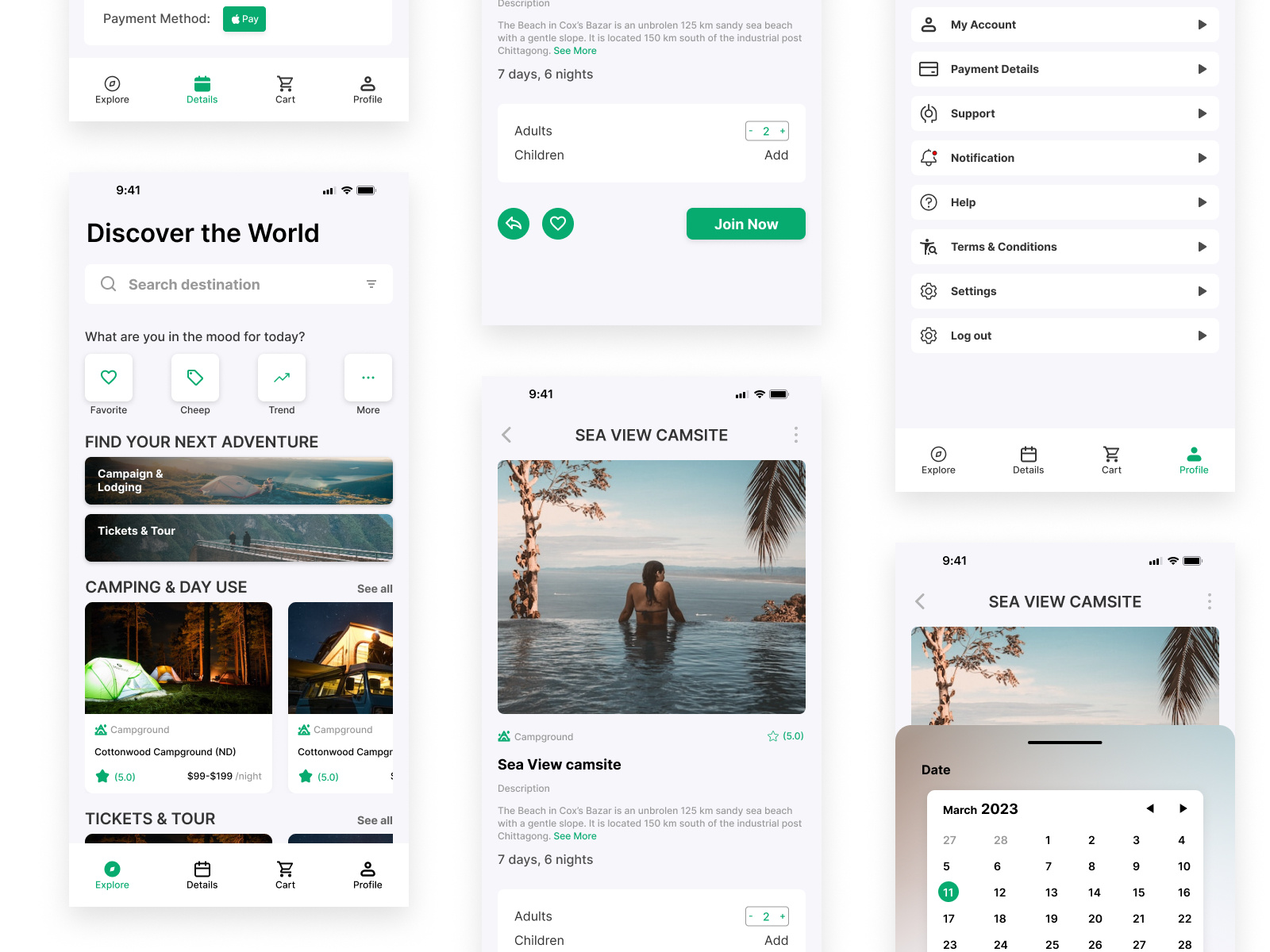 Green GO - Camping App Design by Bilash Roy on Dribbble