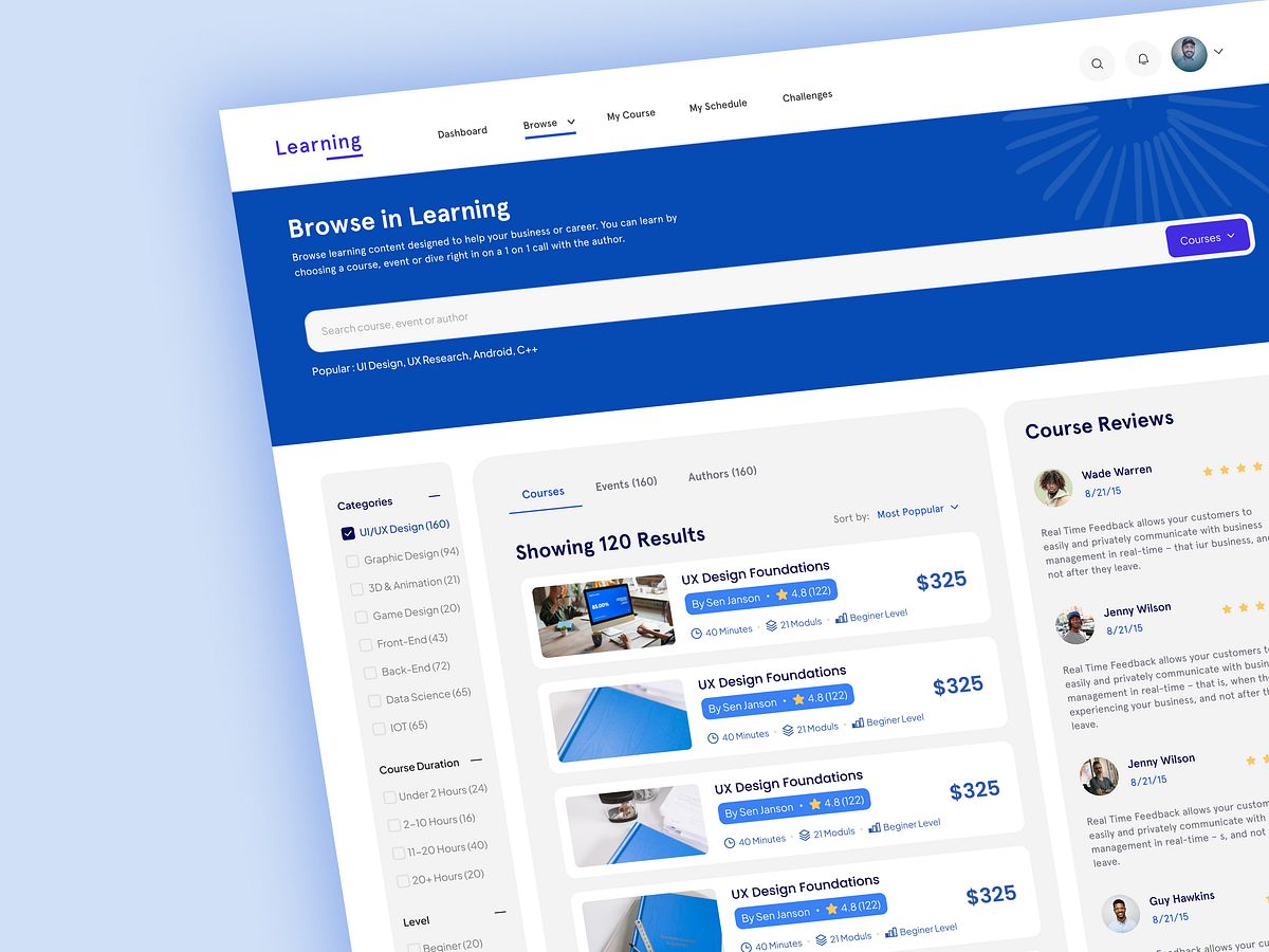 LMS Student Online Course Dashboard by Sahed Kawser on Dribbble
