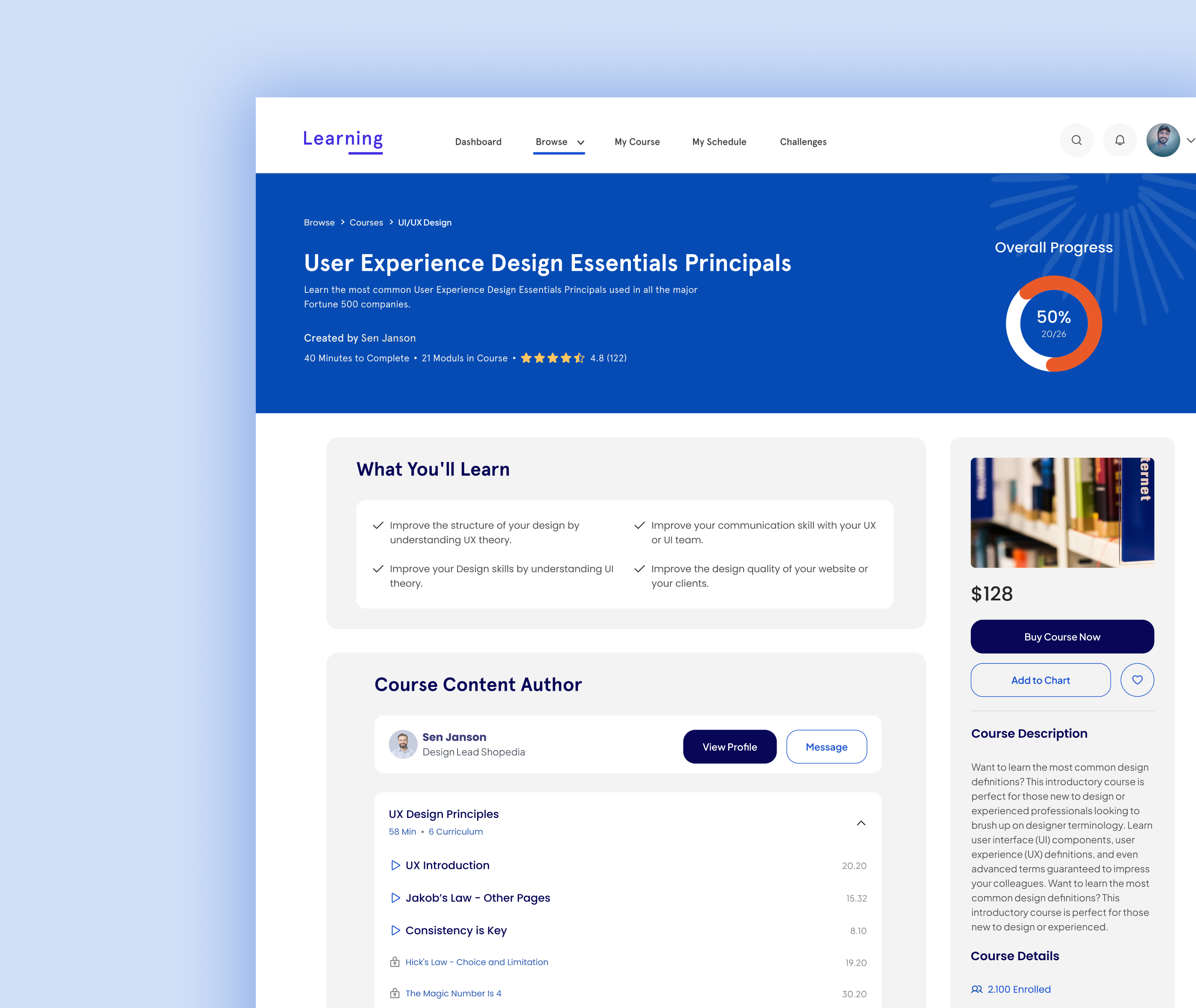 LMS Course Detail Dashboard by Sahed Kawser on Dribbble