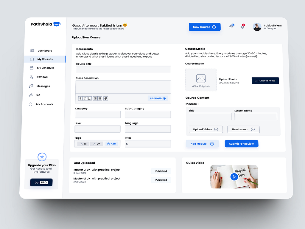 SAAS- Instructors Dashboard ( Upload New Course Page) by Sakibul Islam ...