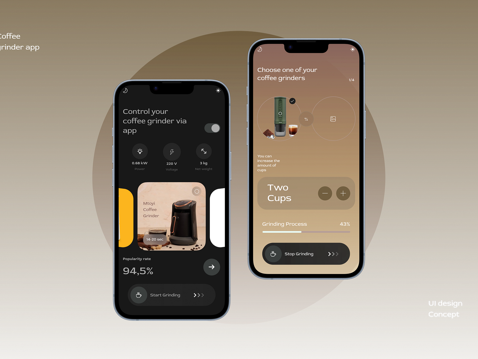Coffee Grinder App Design Concept by Sarthak Sidharth Pany on Dribbble