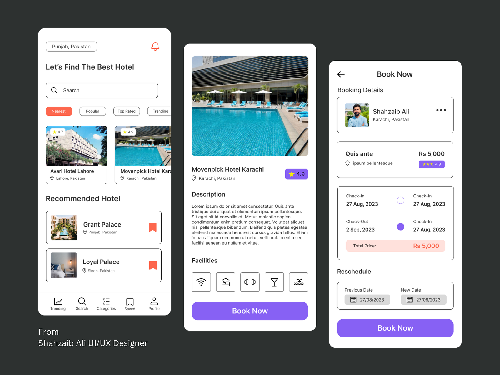Hotel Booking App UI Design by Shahzaib Ali on Dribbble