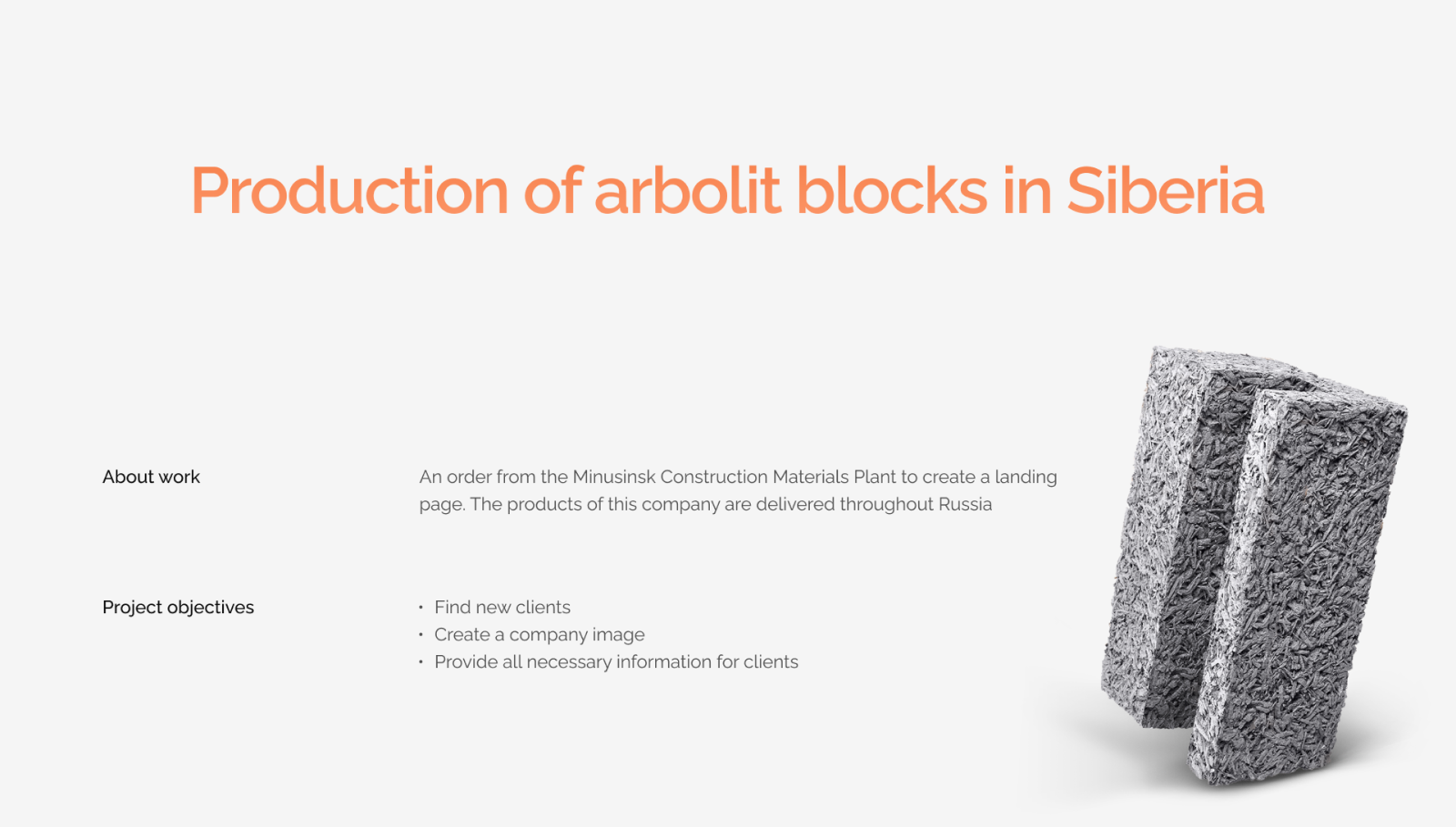 Landing page for wood concrete blocks factory by Vladimir Kiselev on ...
