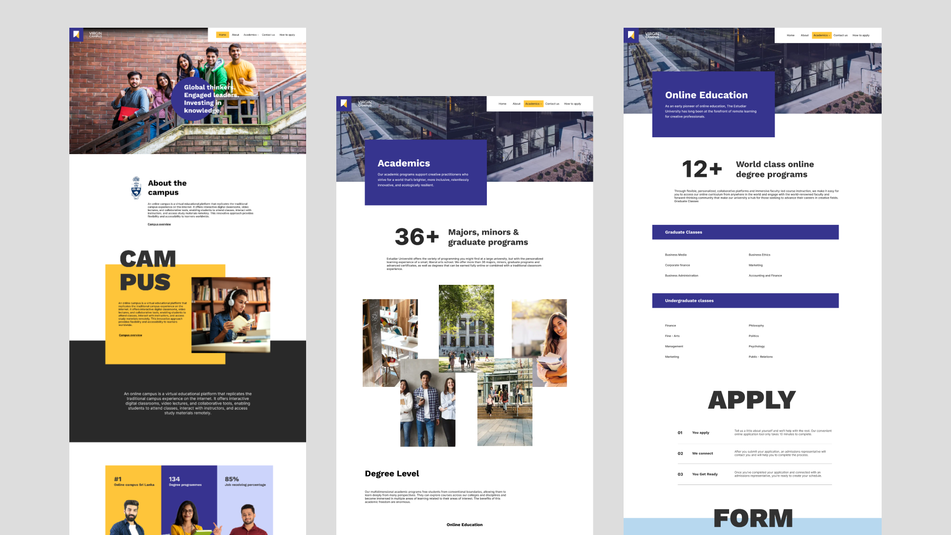 Virgin campus website by Chathura Ranawaka on Dribbble