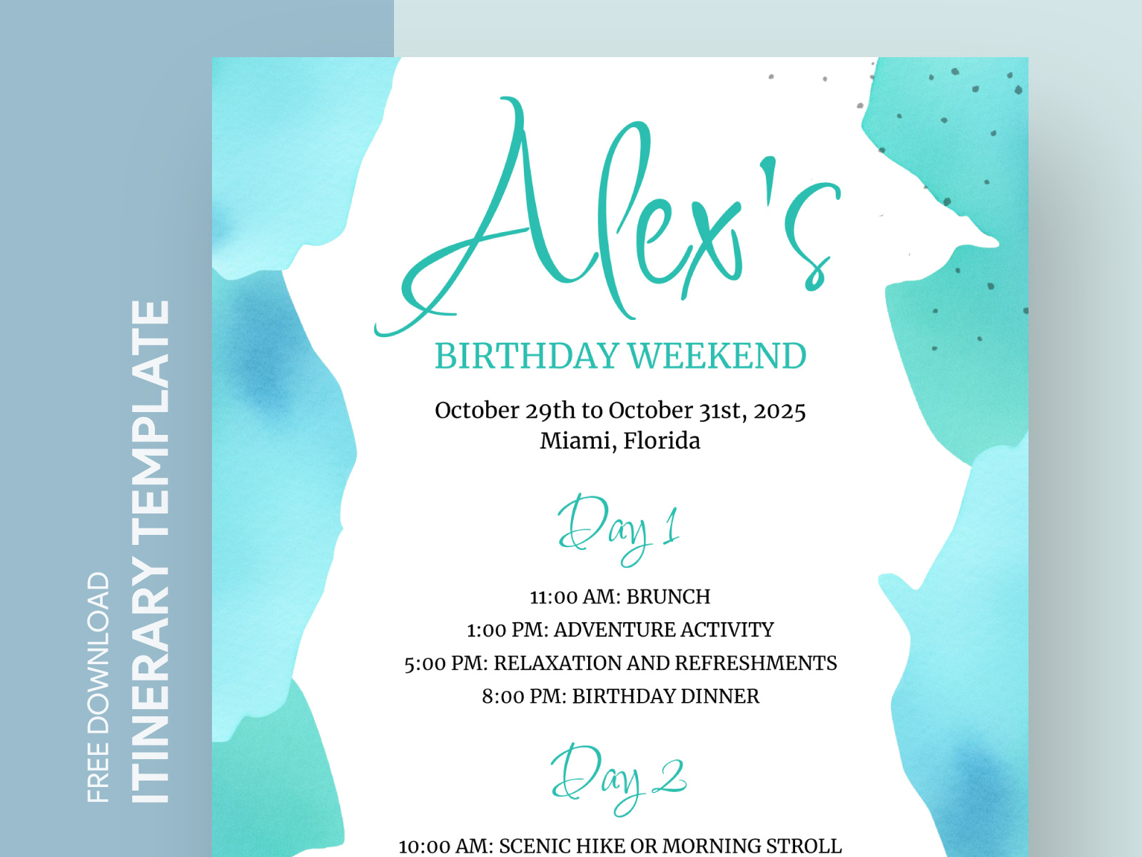 Birthday Itinerary Free Google Docs Template by Gdoc on Dribbble