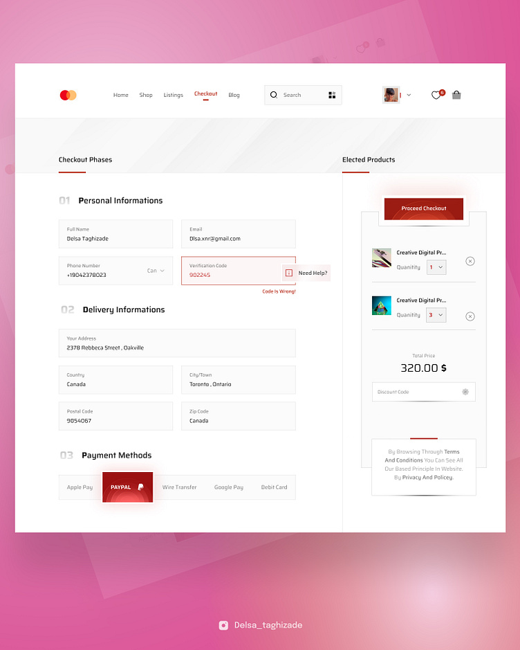 Checkout Process Ui Design Website πποΈπ By Delsa Taghizade On Dribbble