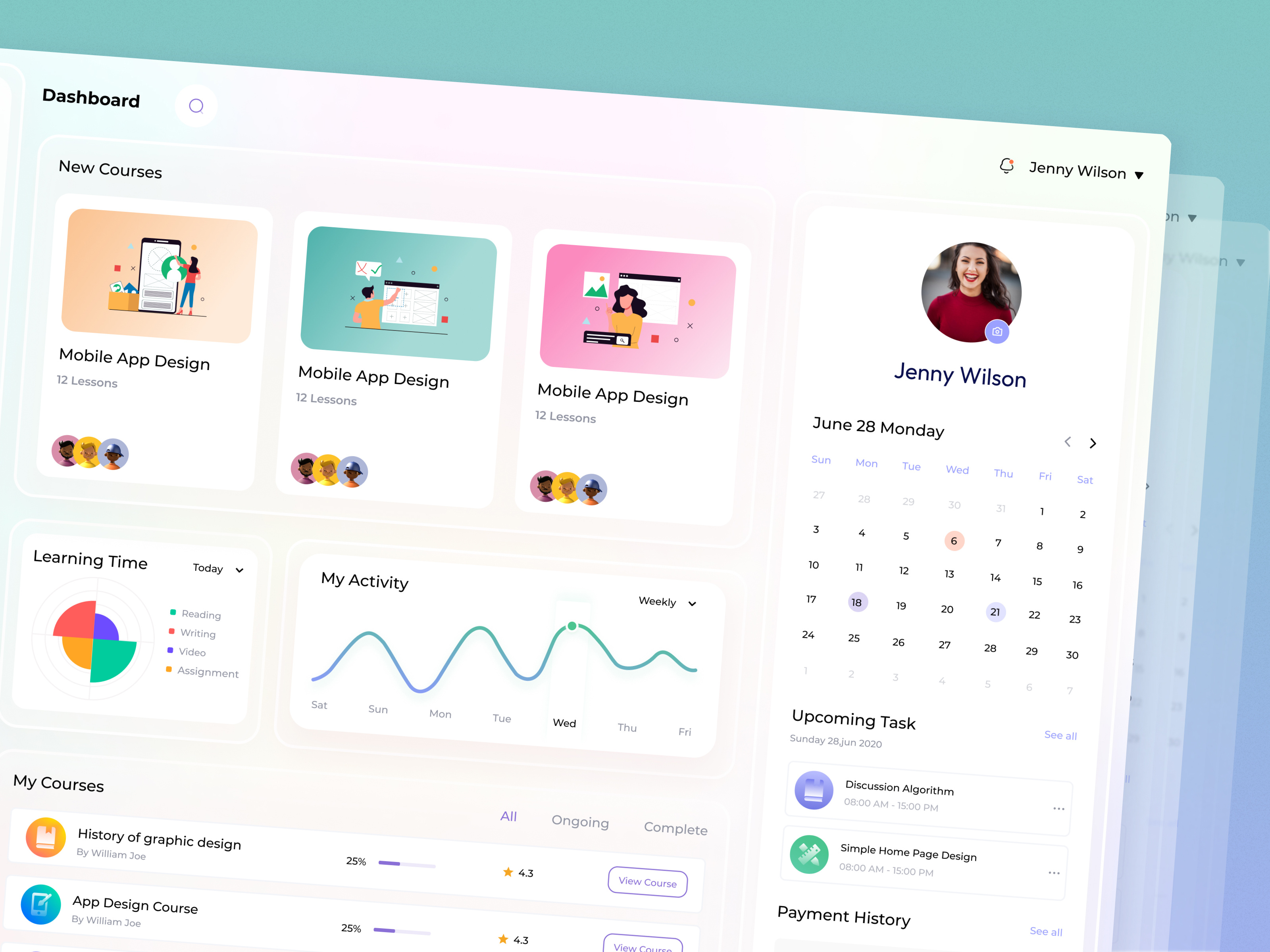 eLearning Dashboard by Sinthia Sharif Lima on Dribbble