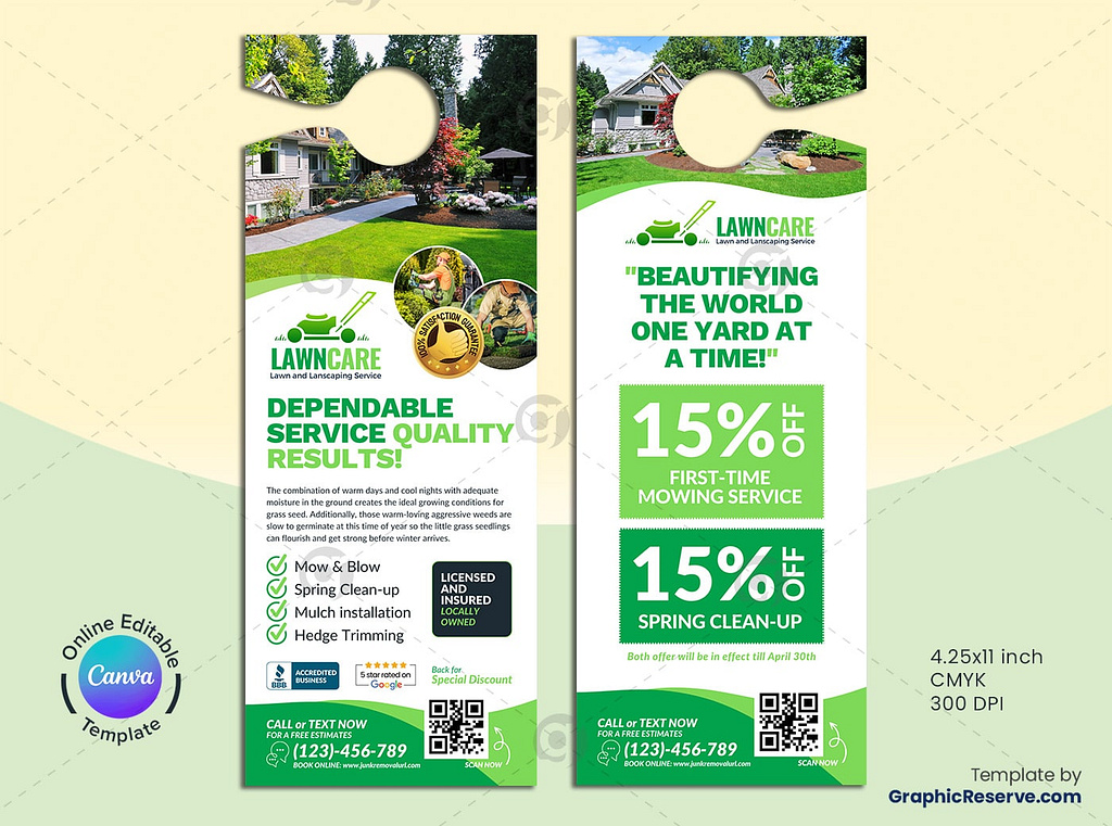 Landscaping Door Hanger Design Canva by Graphic Reserve on Dribbble