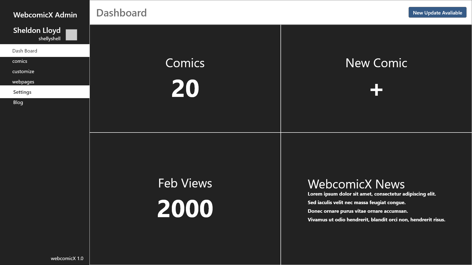 Webcomic+CMS UI by Sheldon Lloyd on Dribbble