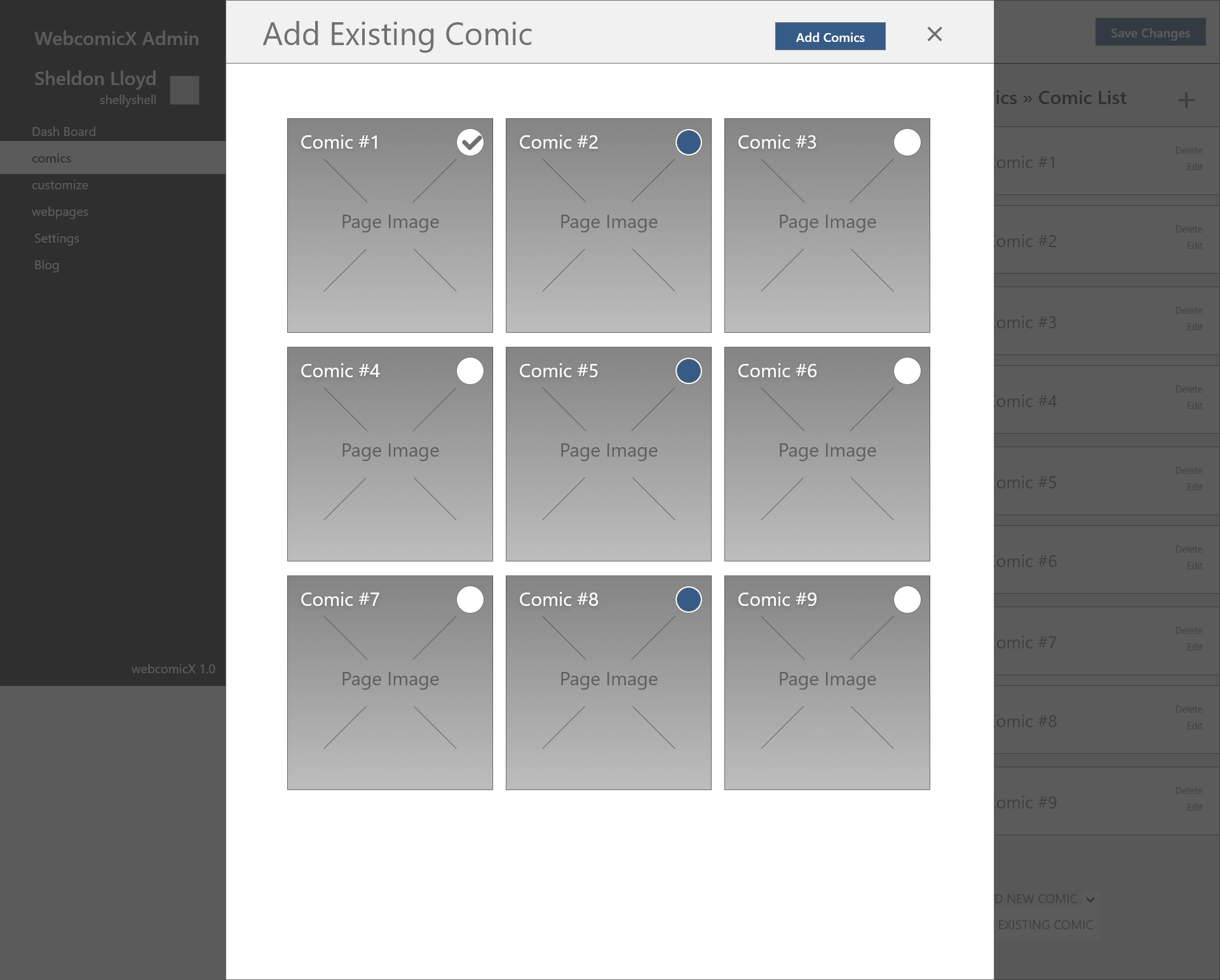 Webcomic+CMS UI by Sheldon Lloyd on Dribbble