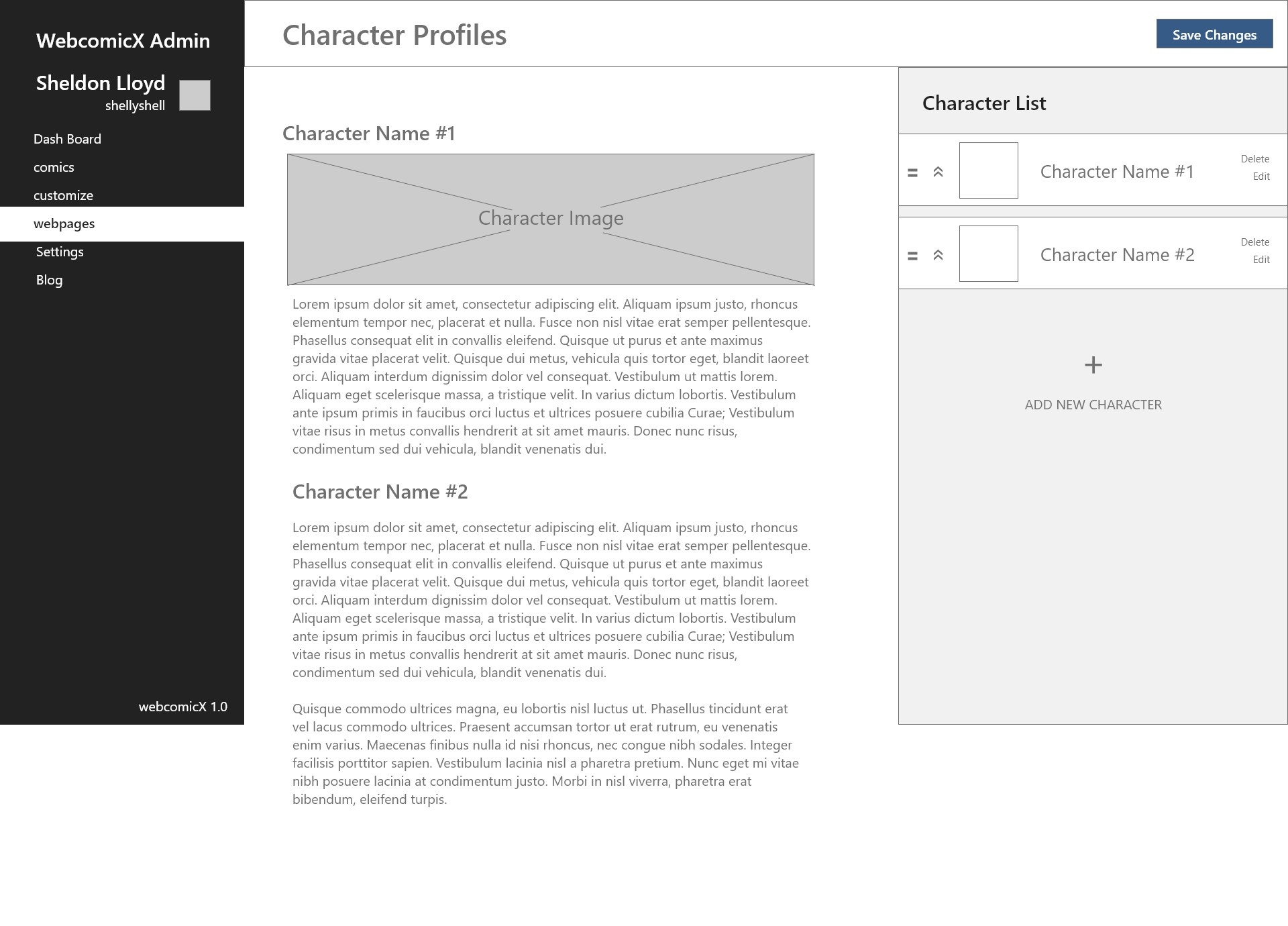 Webcomic+CMS UI by Sheldon Lloyd on Dribbble