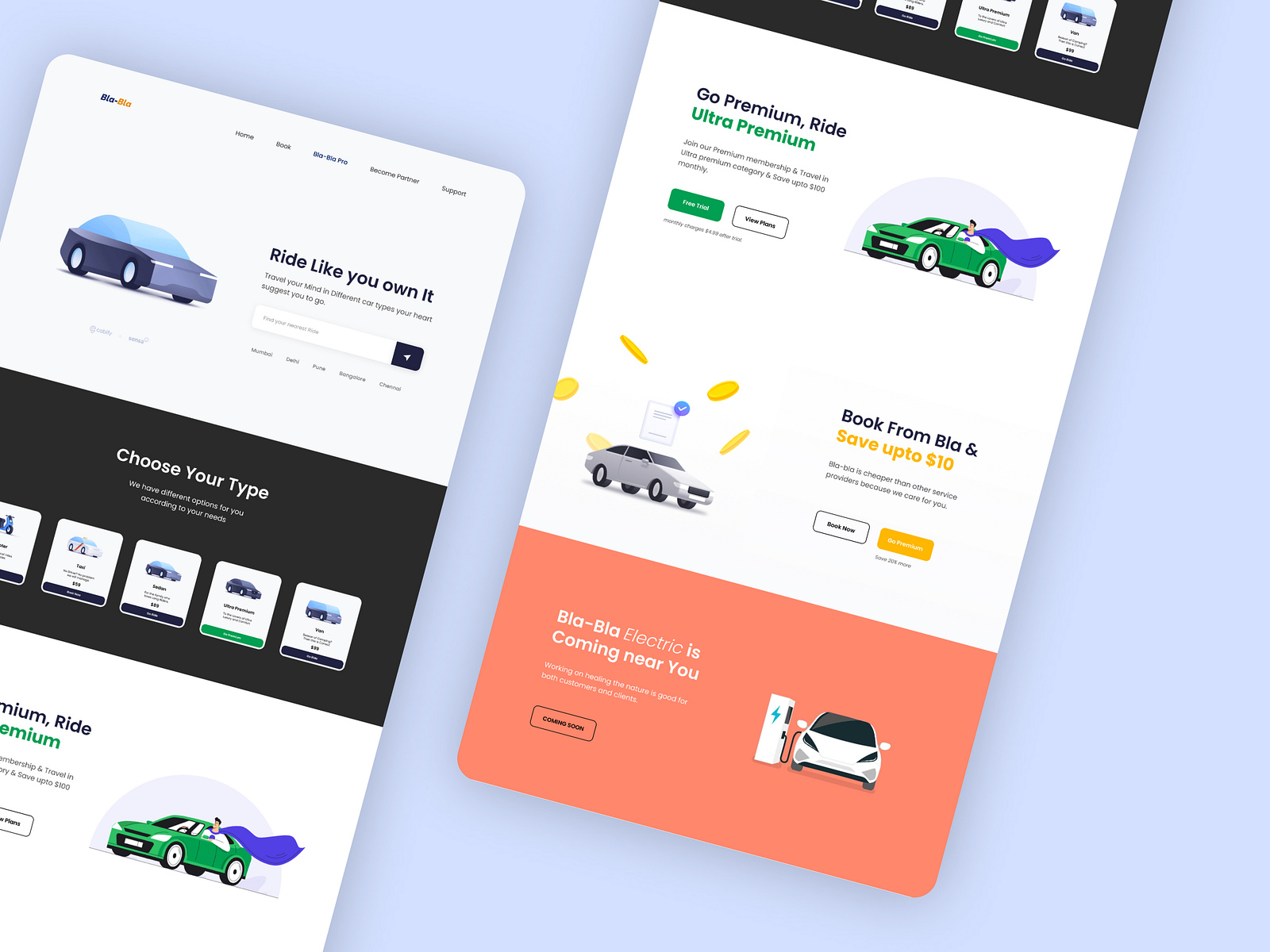Car Rental Animated Landing Page by Mohsin Sathi on Dribbble