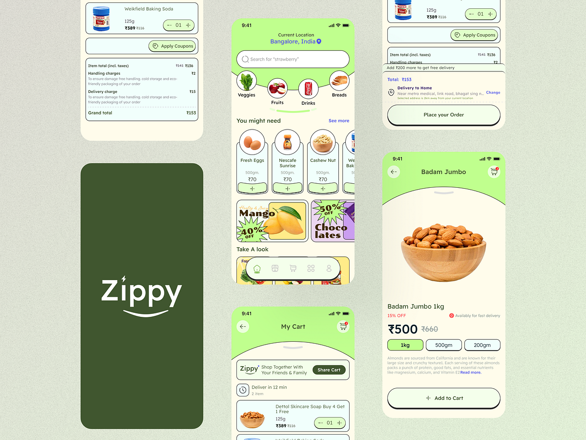 Zippy, Grocery Delivery app by Abdul Rahim on Dribbble