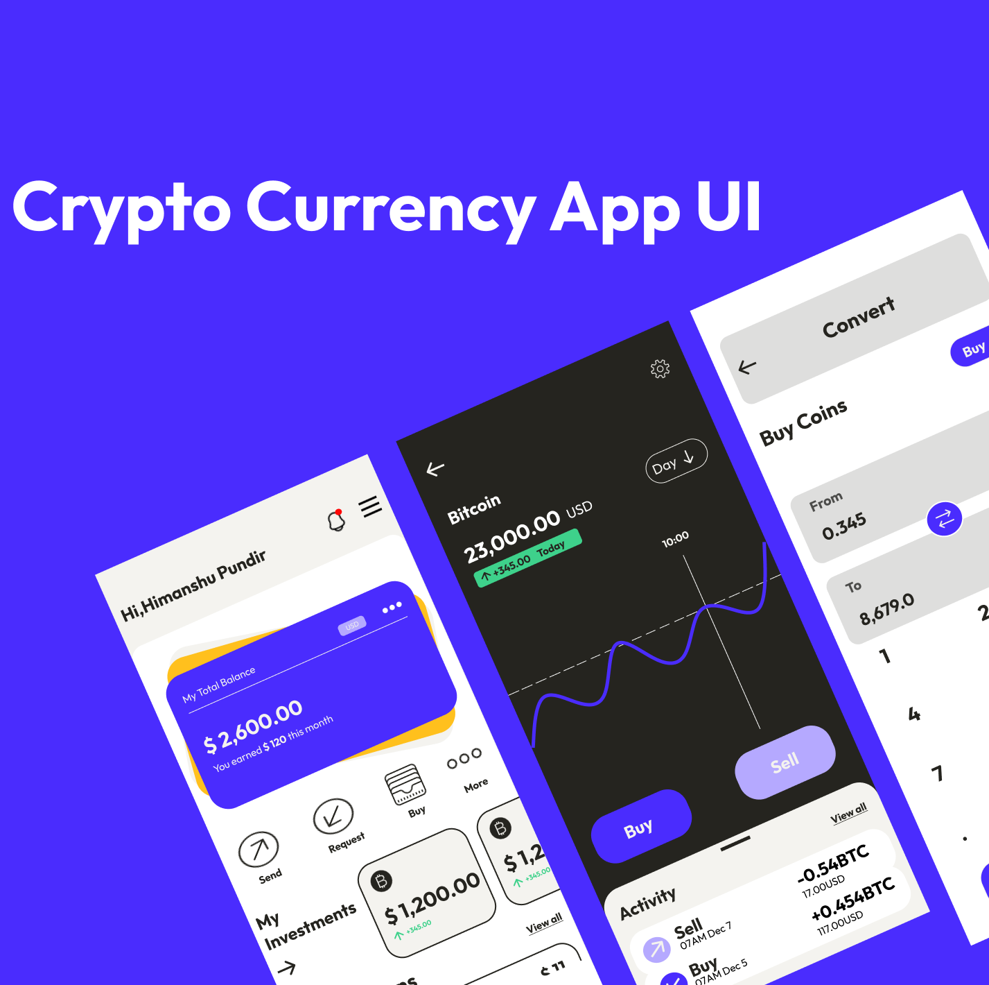 Crypto Currency App UI by Himanshu Pundir on Dribbble
