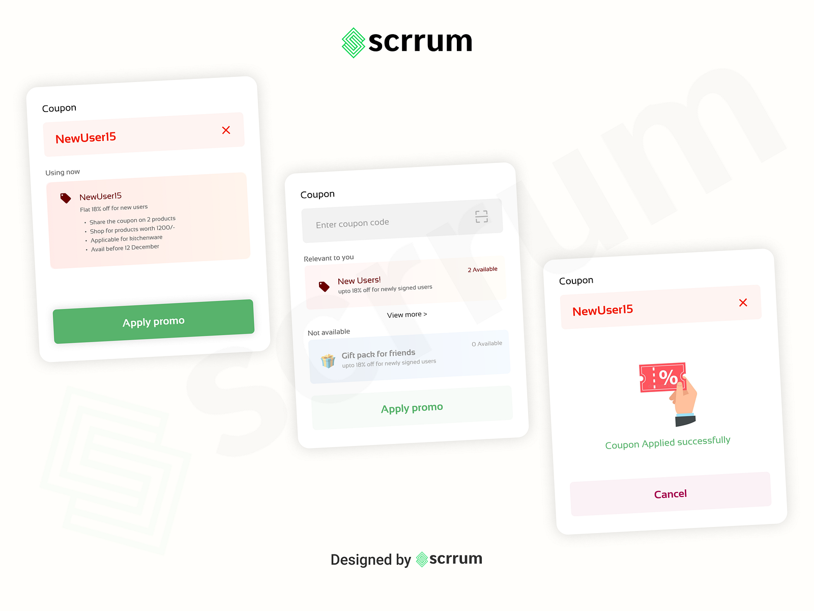 Coupon cards UI by Scrrum Labs on Dribbble