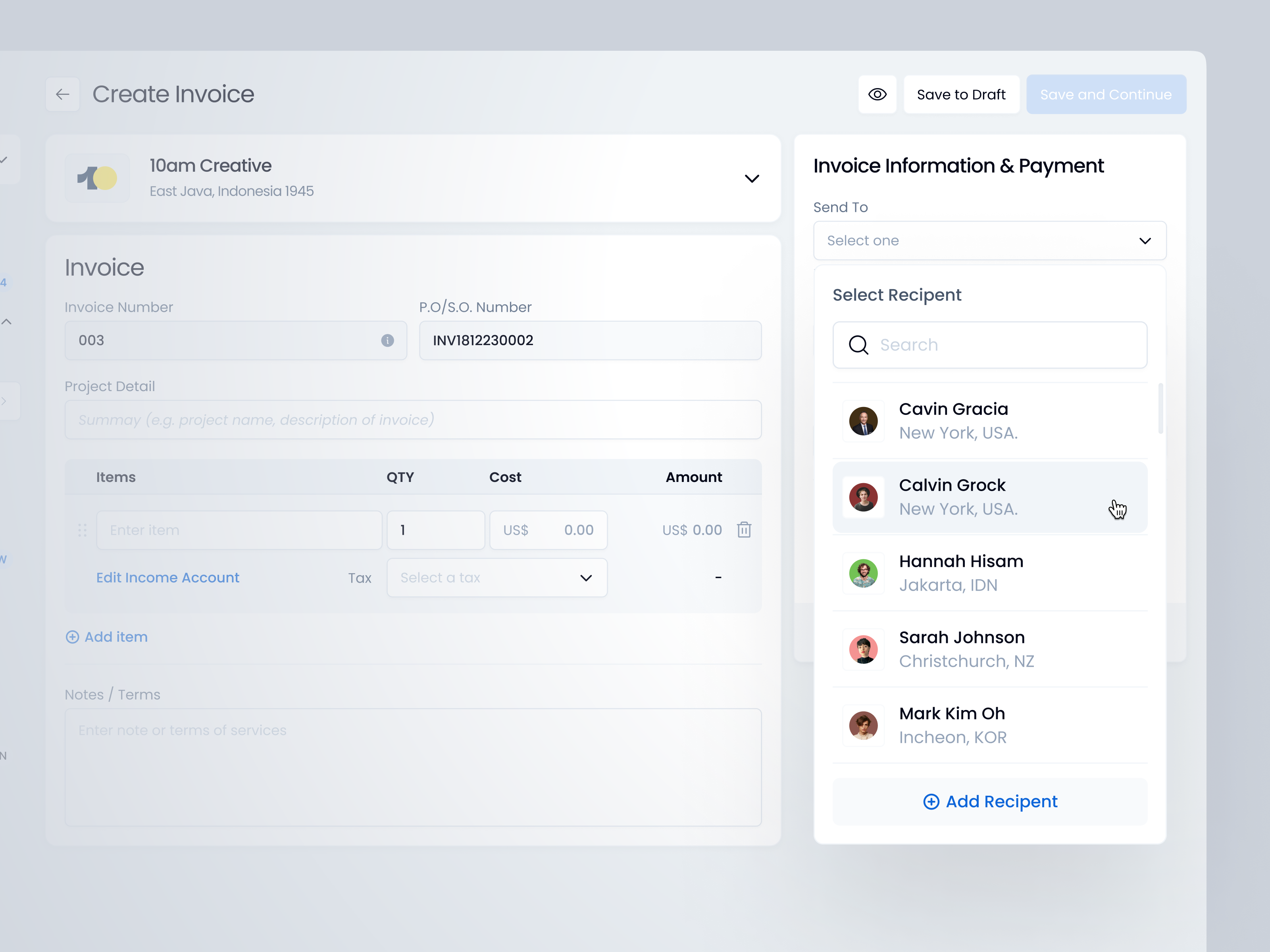 Create Invoice Dashboard by Fariz Al 👋 on Dribbble