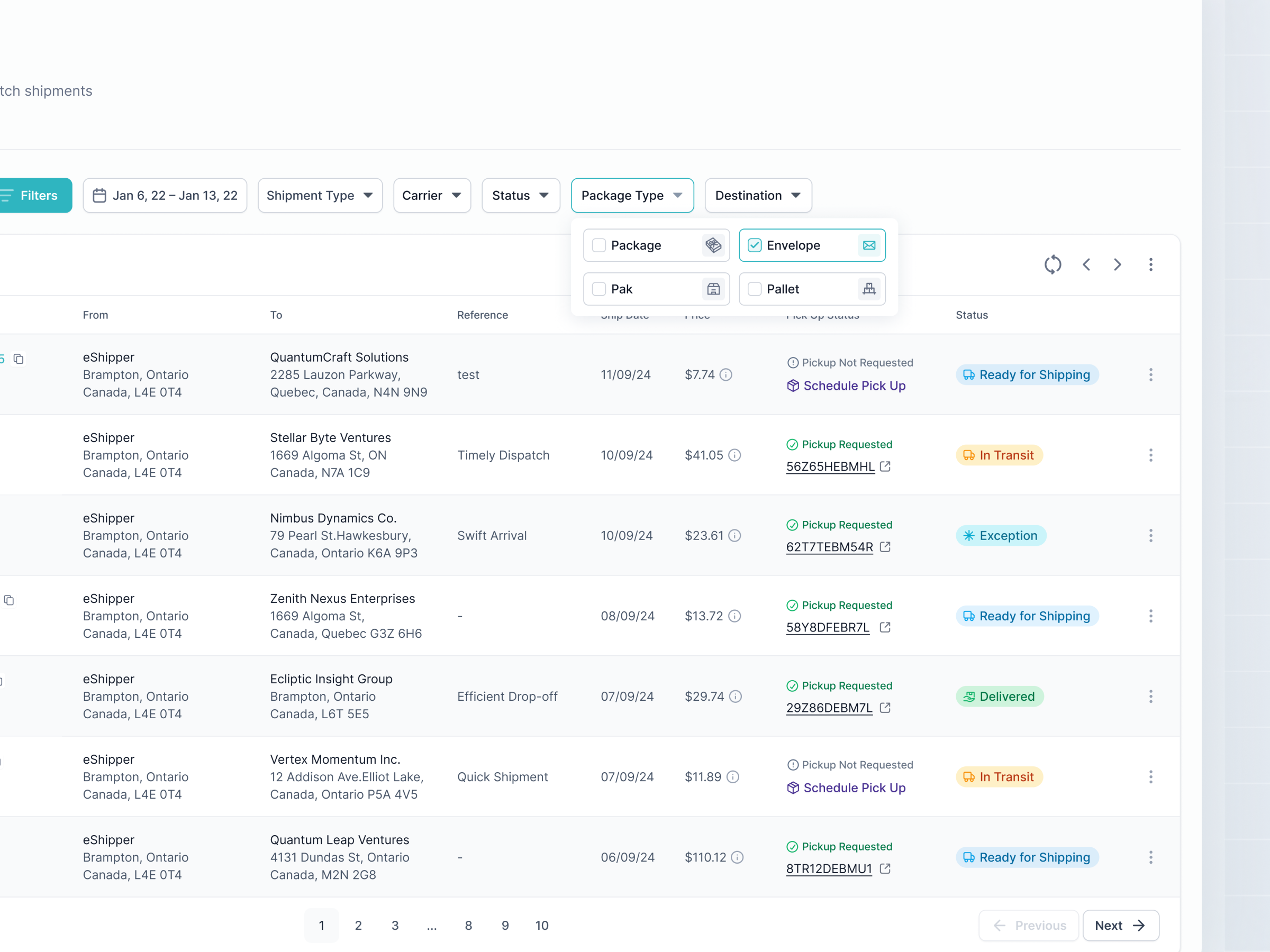 eShipper Shipment Tracking Page by Denys A☘️ on Dribbble