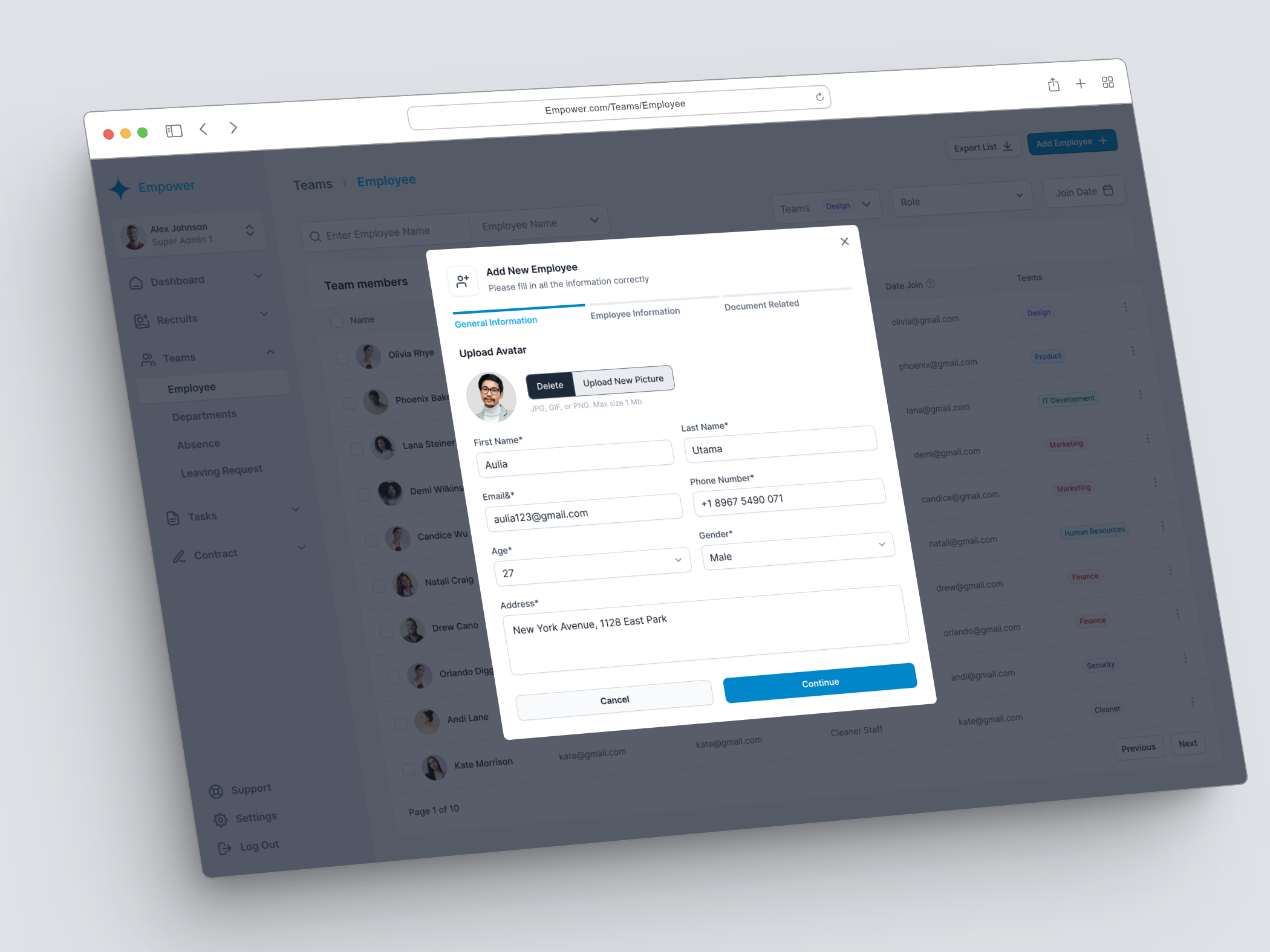Empower - Add Employee Modal by Muhammad Aulia on Dribbble