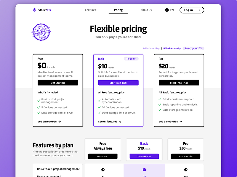Pricing UI designs, themes, templates and downloadable graphic elements ...