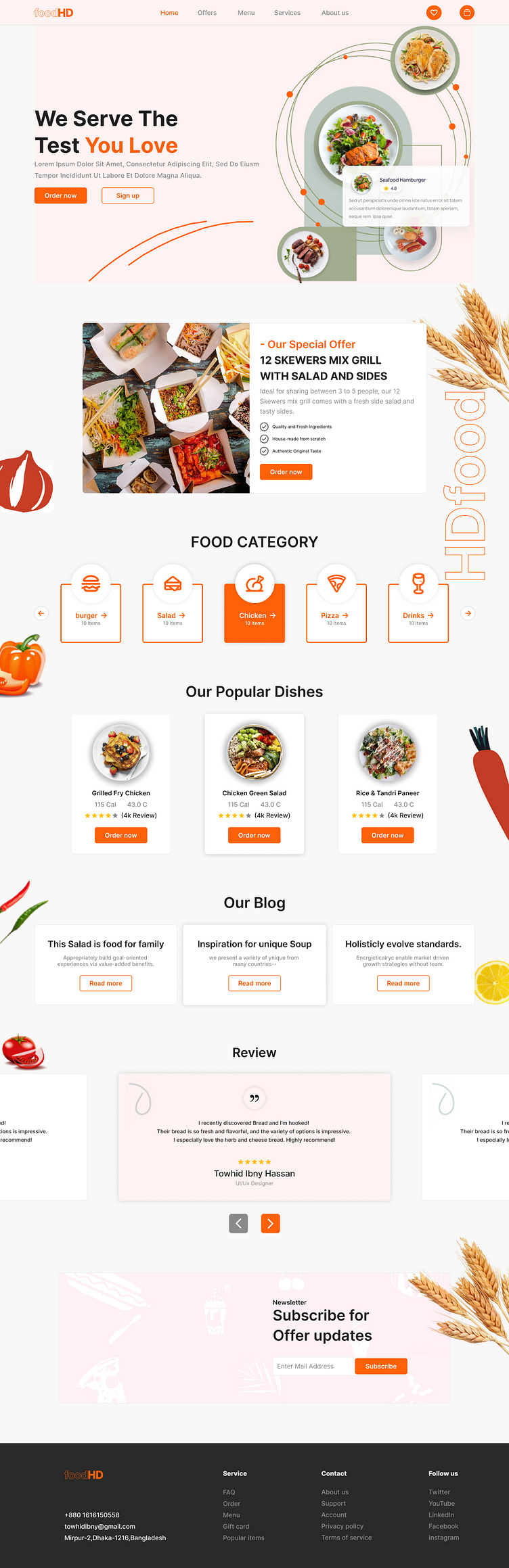foodHD - Resturent Web Ui Design by Towhid Ibny Hassan on Dribbble