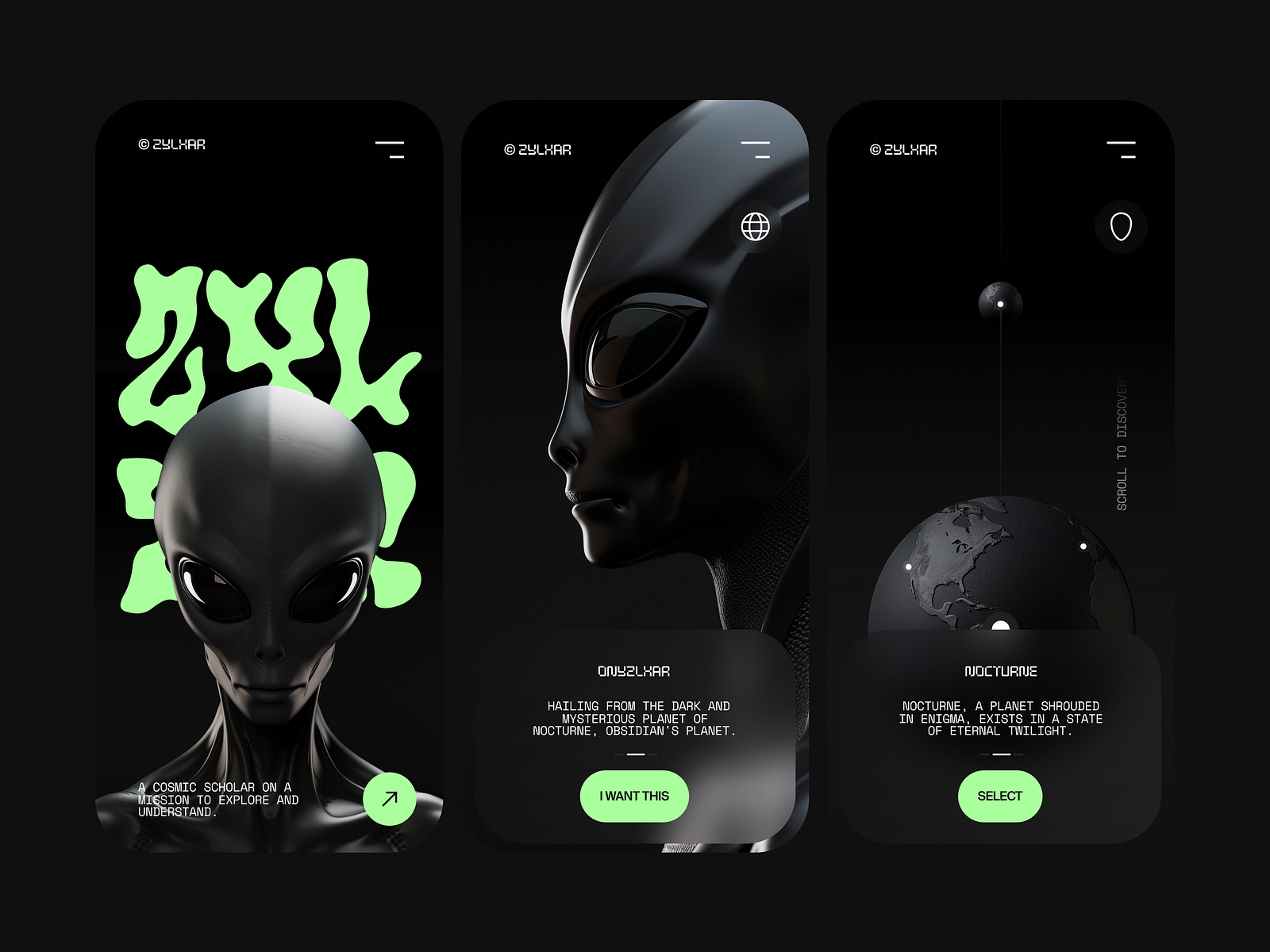 👽 Zyxlar Alien APP by Blainer Costa on Dribbble