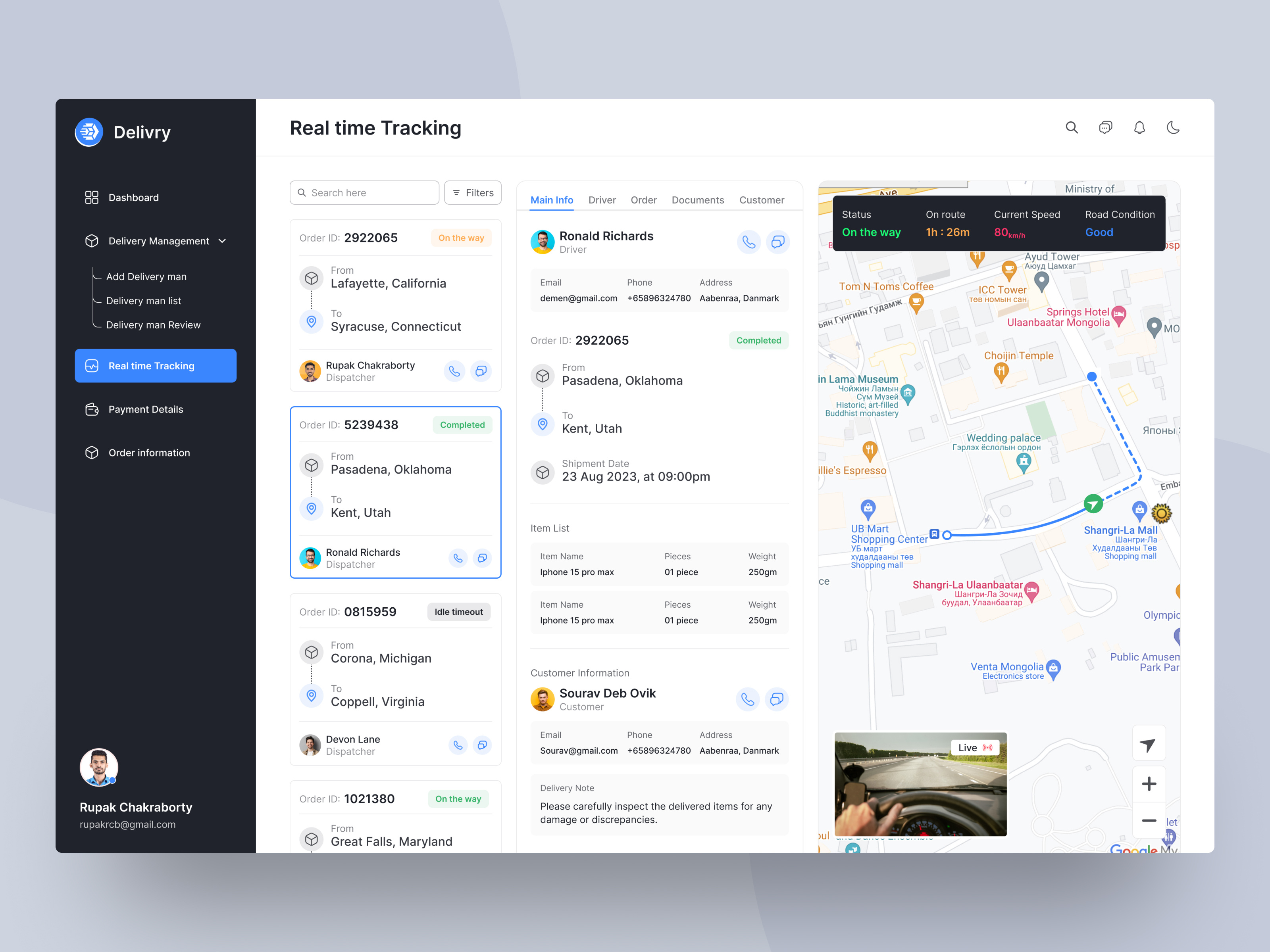 Real-time Tracking Dashboard by Rupak Chakraborty on Dribbble