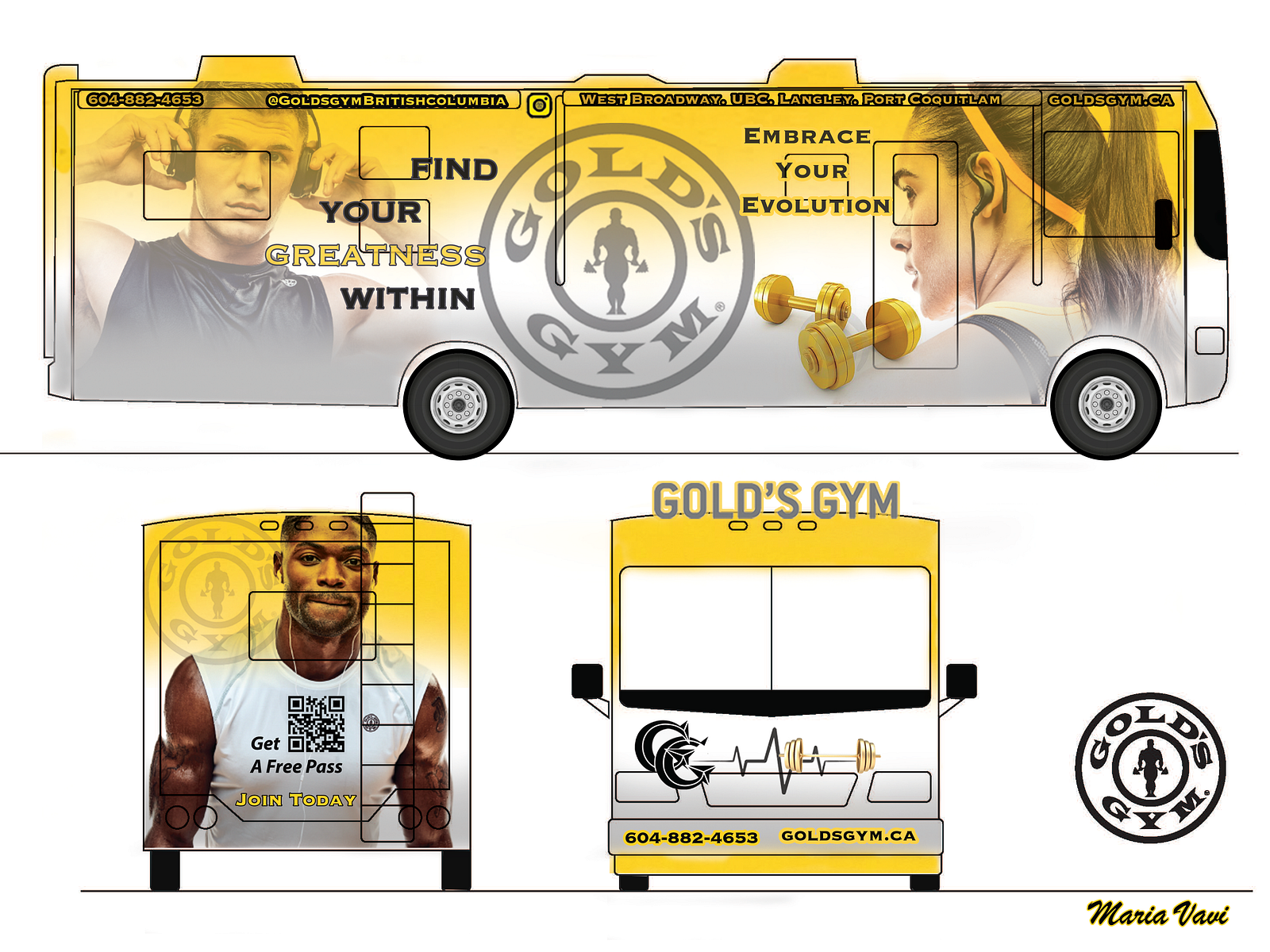 Gold Gym Bus Design by Maria Vavi on Dribbble