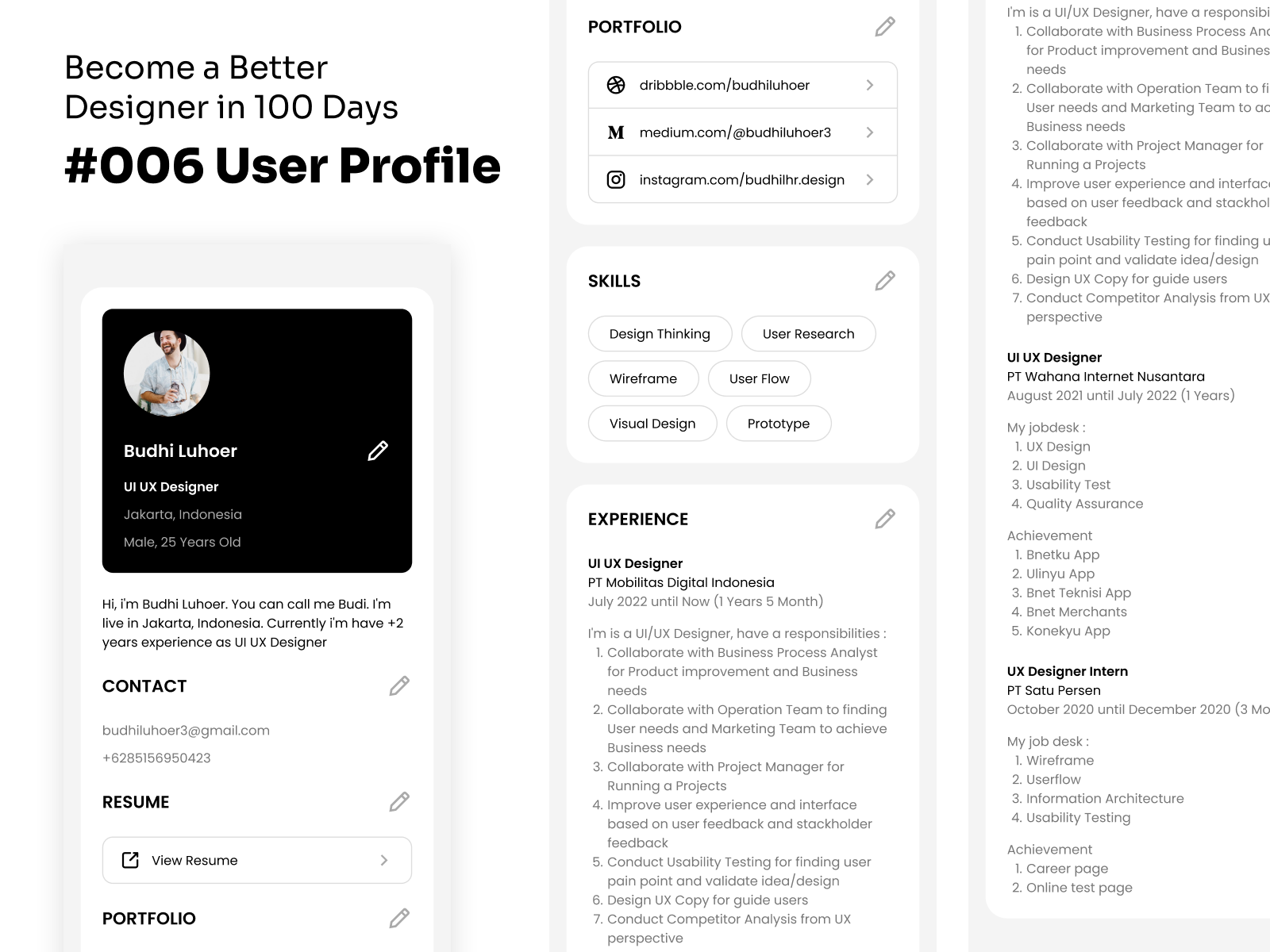 Daily UI Challenges: User Profile #006 by Budhi Luhoer on Dribbble
