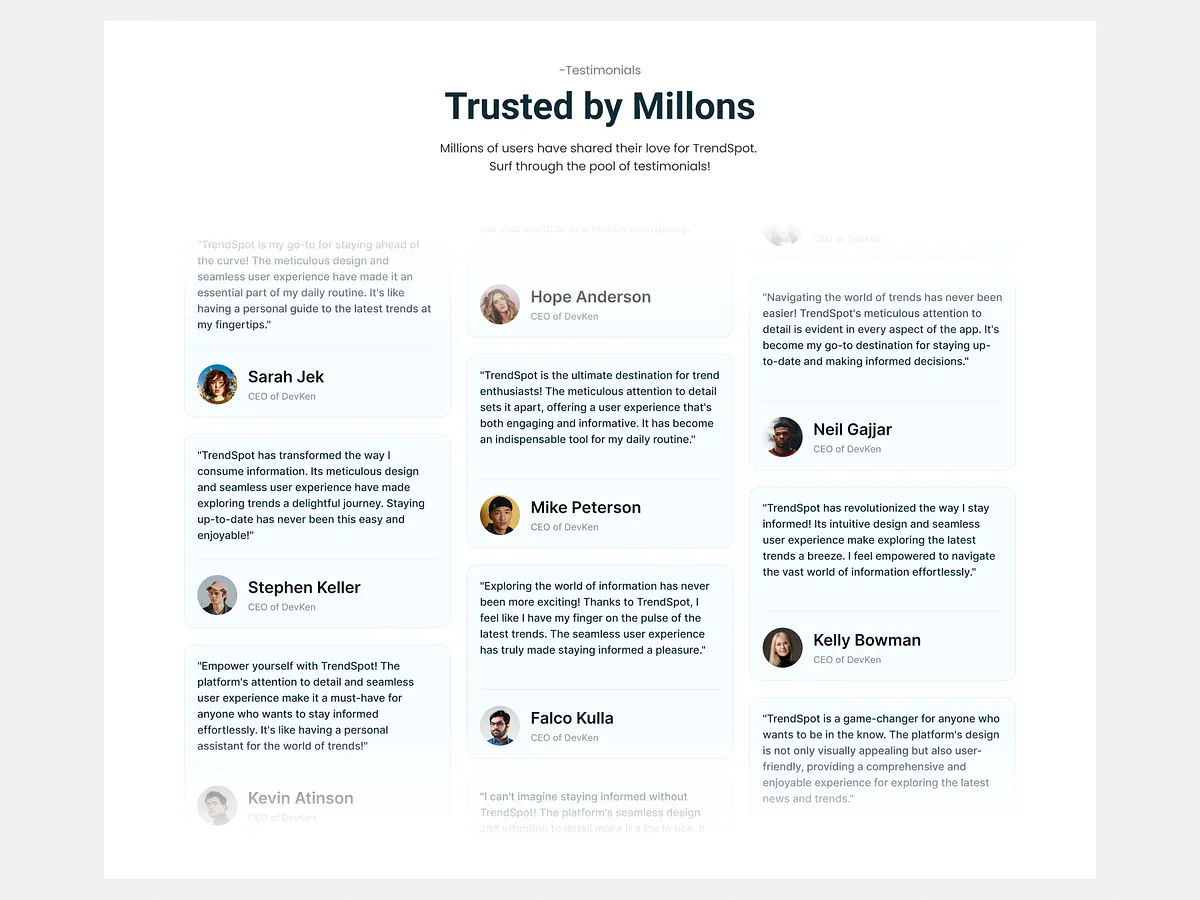 Browse thousands of Testimonial Section Landing Page images for design ...