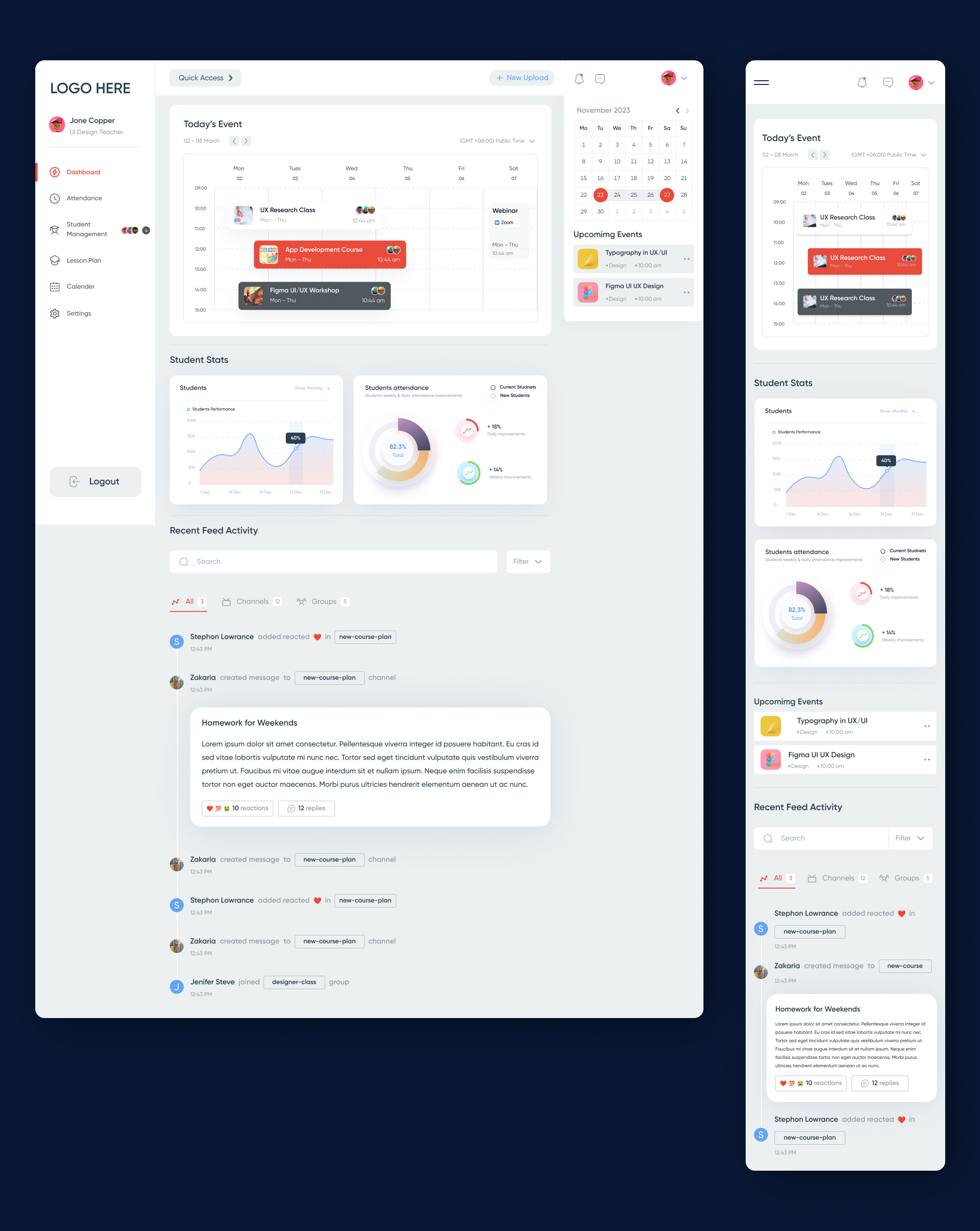 Teacher's Portal Dashboard UI Design by Abubaker UI/UX on Dribbble