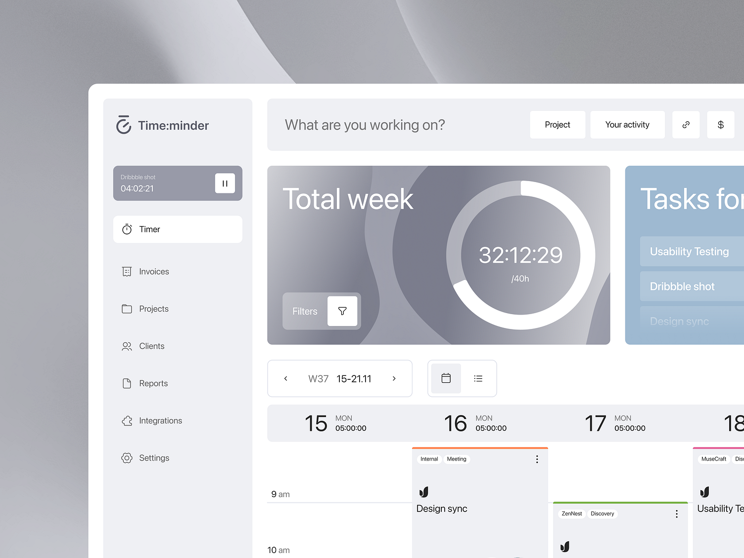 Time Tracker web app concept by Hanna Krauchenia for Fireart Studio on ...