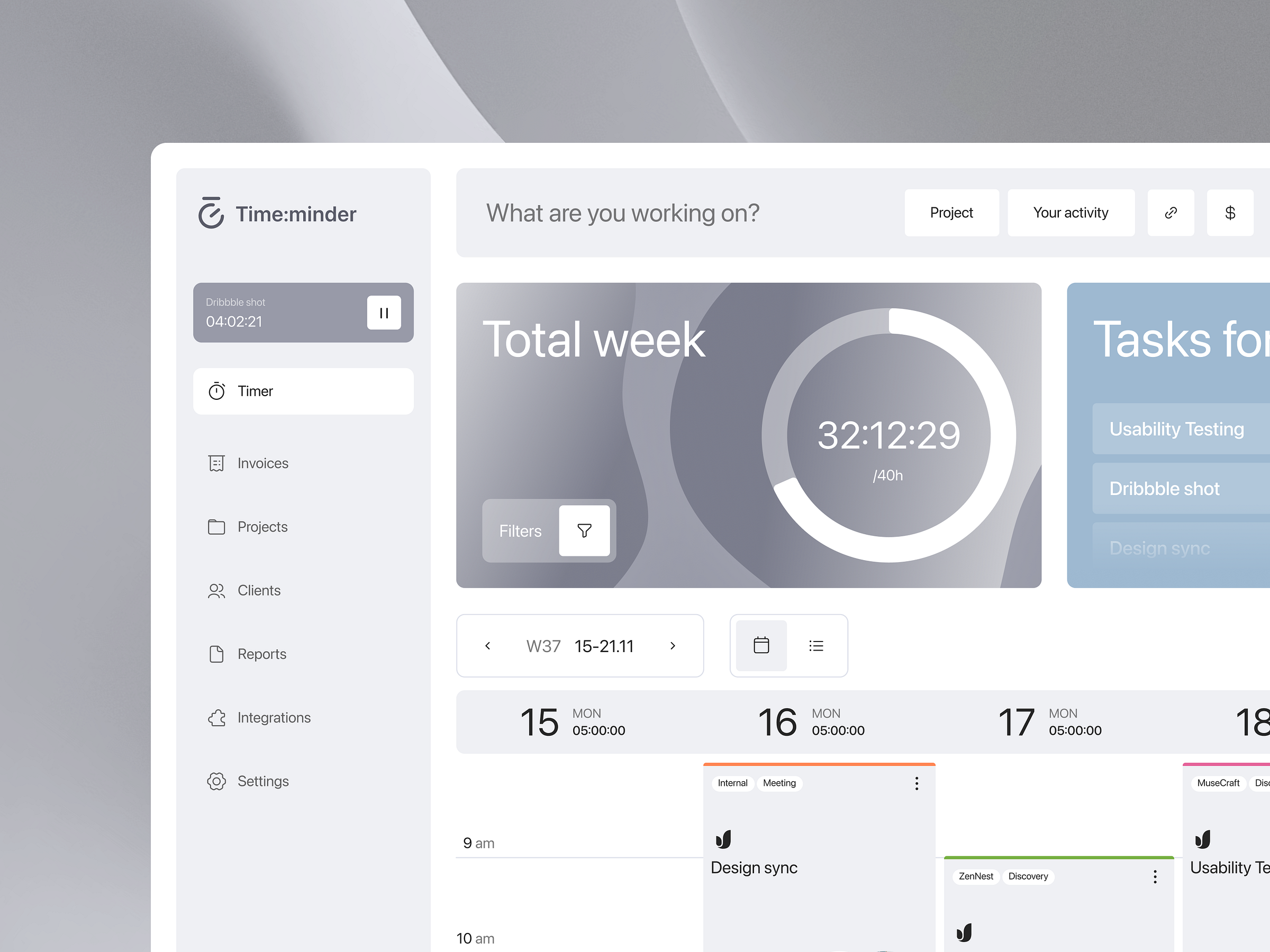 Time Tracker web app concept by Hanna Krauchenia for Fireart Studio on ...