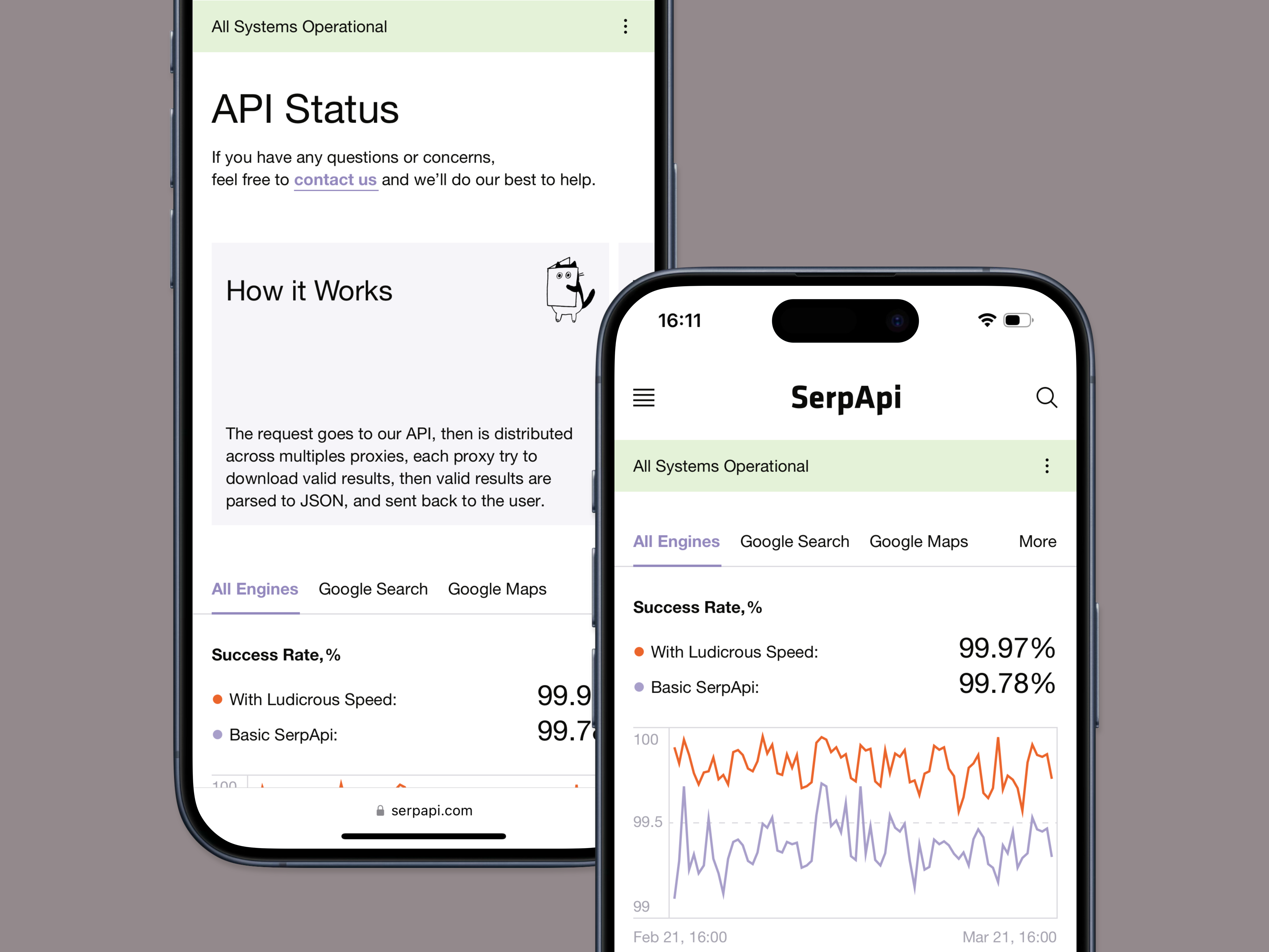 SerpAPI - API Status Page by Yehor Kosinov on Dribbble