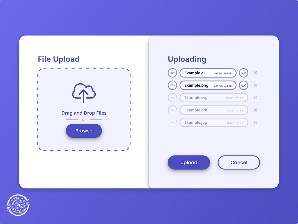 Browse thousands of File Upload UI images for design inspiration | Dribbble