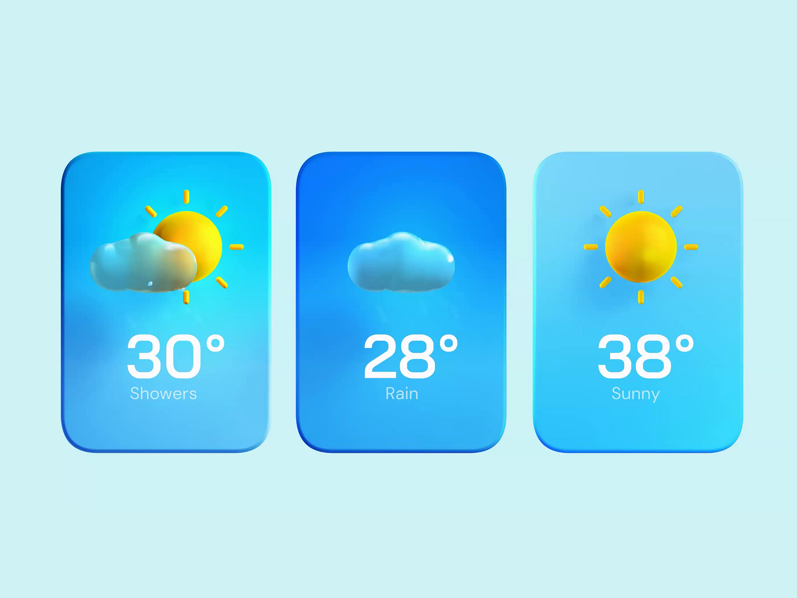 3d Weather cards ui by Irshad Madambi on Dribbble