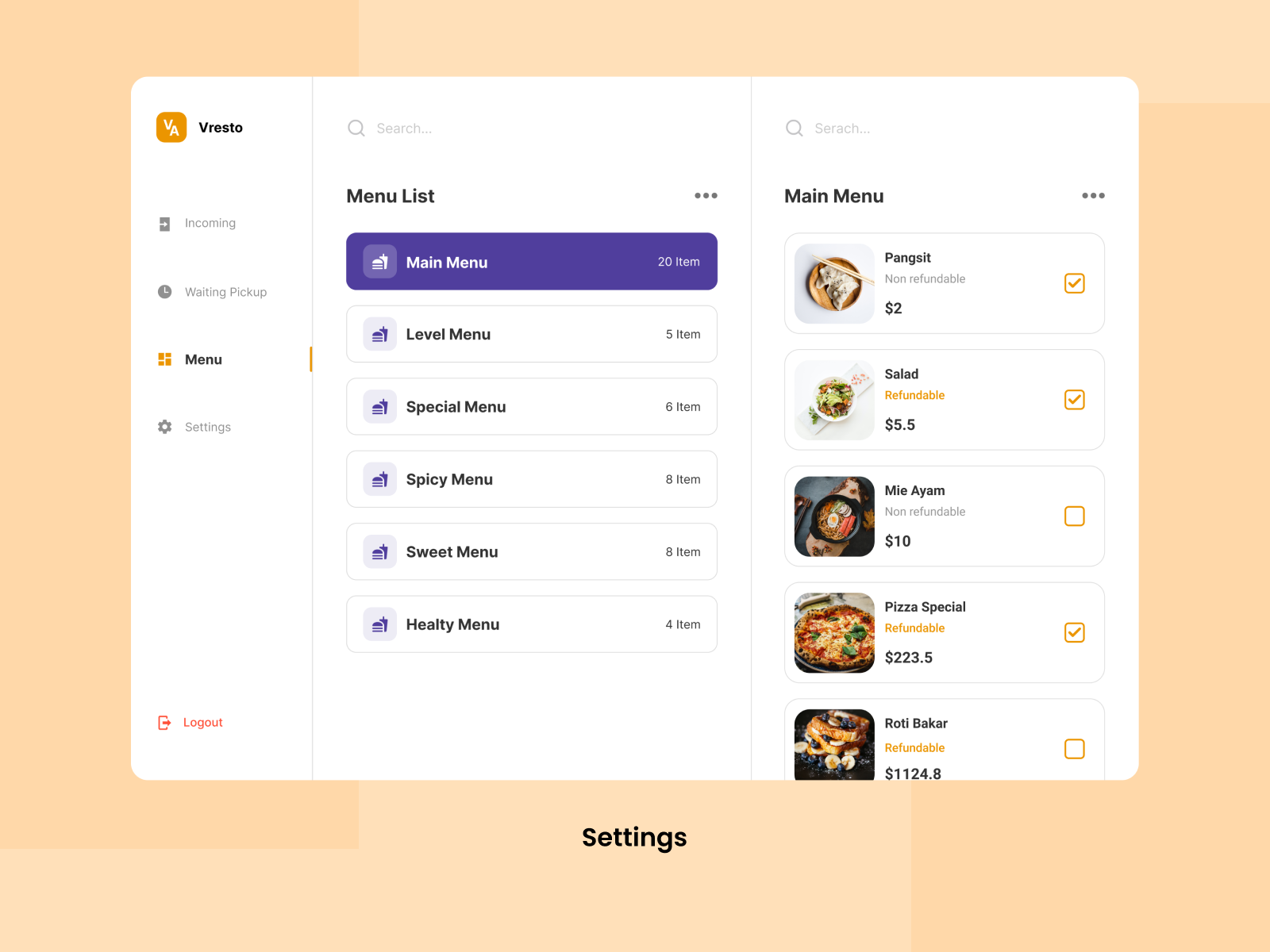 Vresto - Food Booking Dashboard Saas App by Agensip UI UX Agency on ...