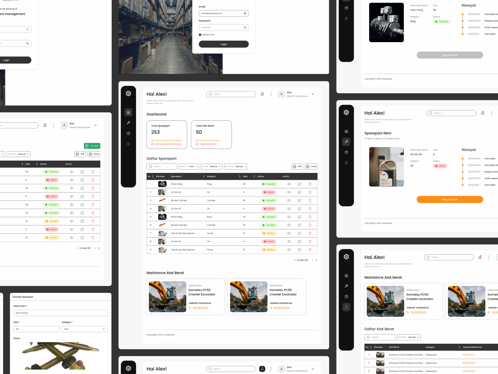 Inventory management heavy equipment and maintenance - UI/UX by Abdul ...