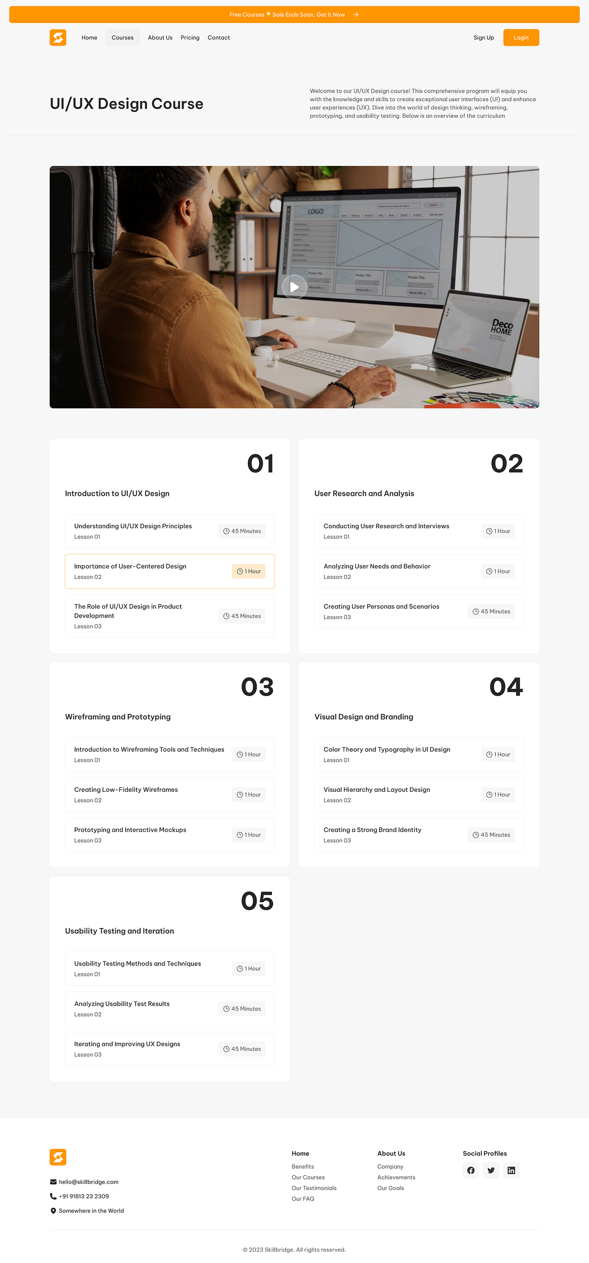 Course Detail Page Design of Online Education Website by Produce UI ...